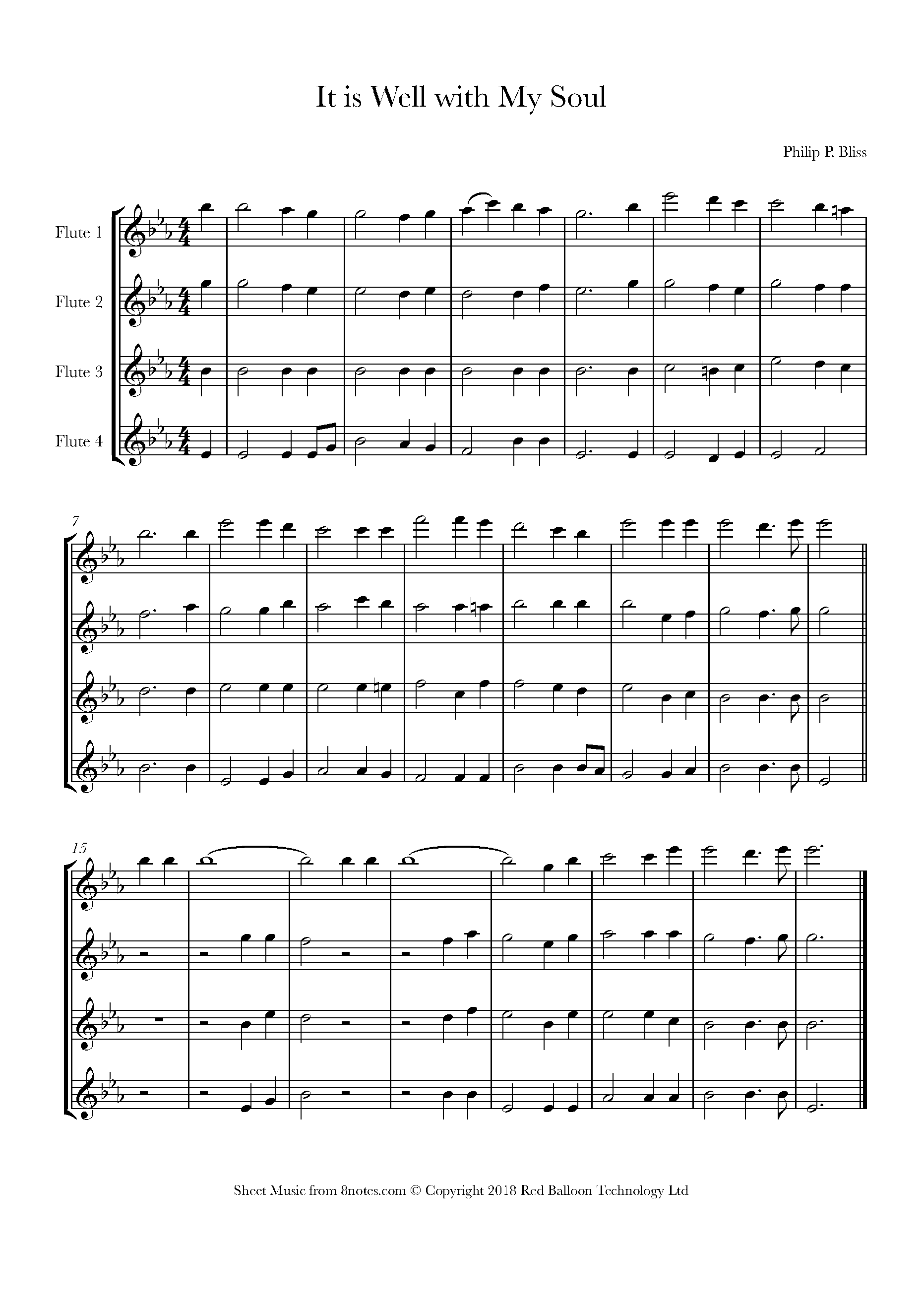 It is Well with My Soul (Philip P. Bliss) Sheet music for Flute Quartet ...