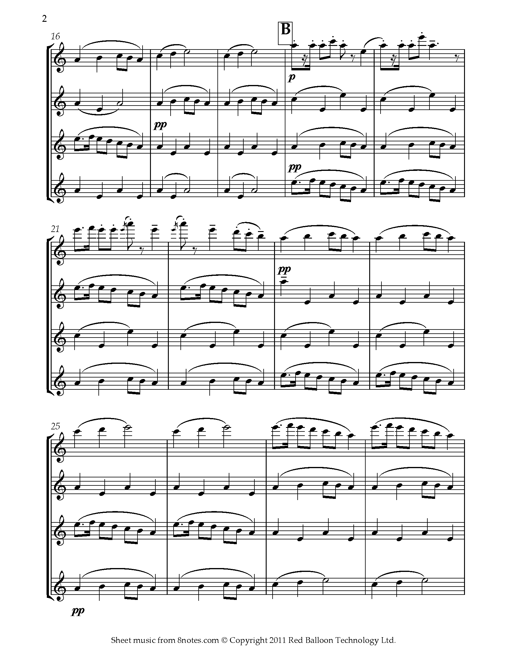 Mahler - Third Movement Opening (Frere Jacques) from Symphony No.1 Sheet music for Flute Quartet ...