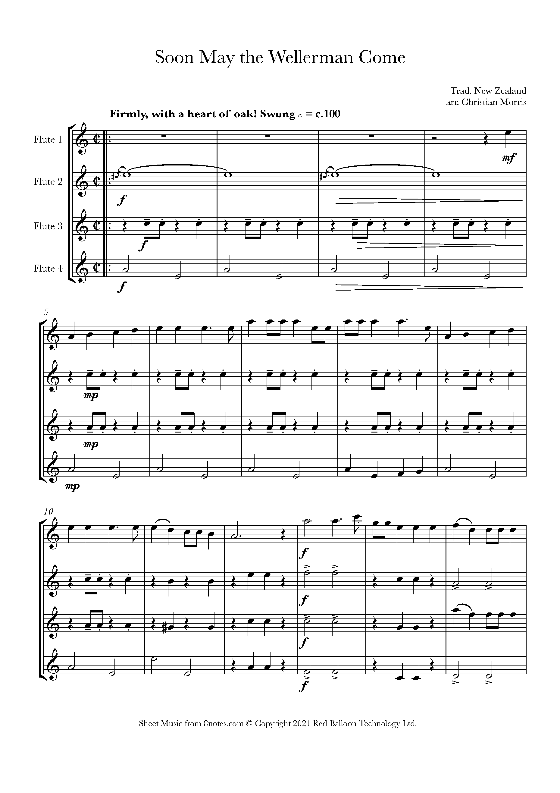 Soon May the Wellerman Come (New Zealand Trad.) Sheet music for Flute ...