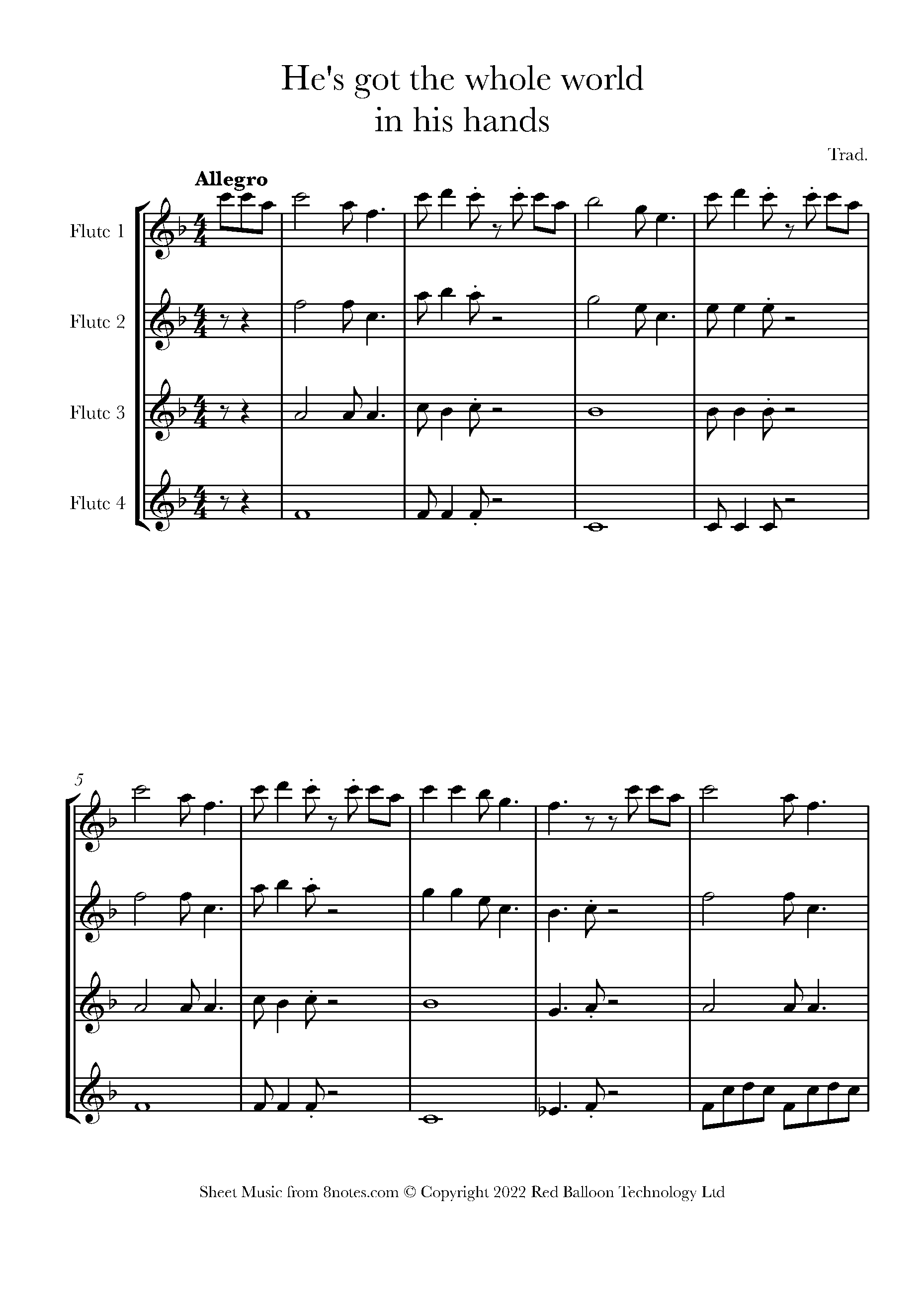 He's got the Whole World in his Hands (American Spiritual) Sheet music ...