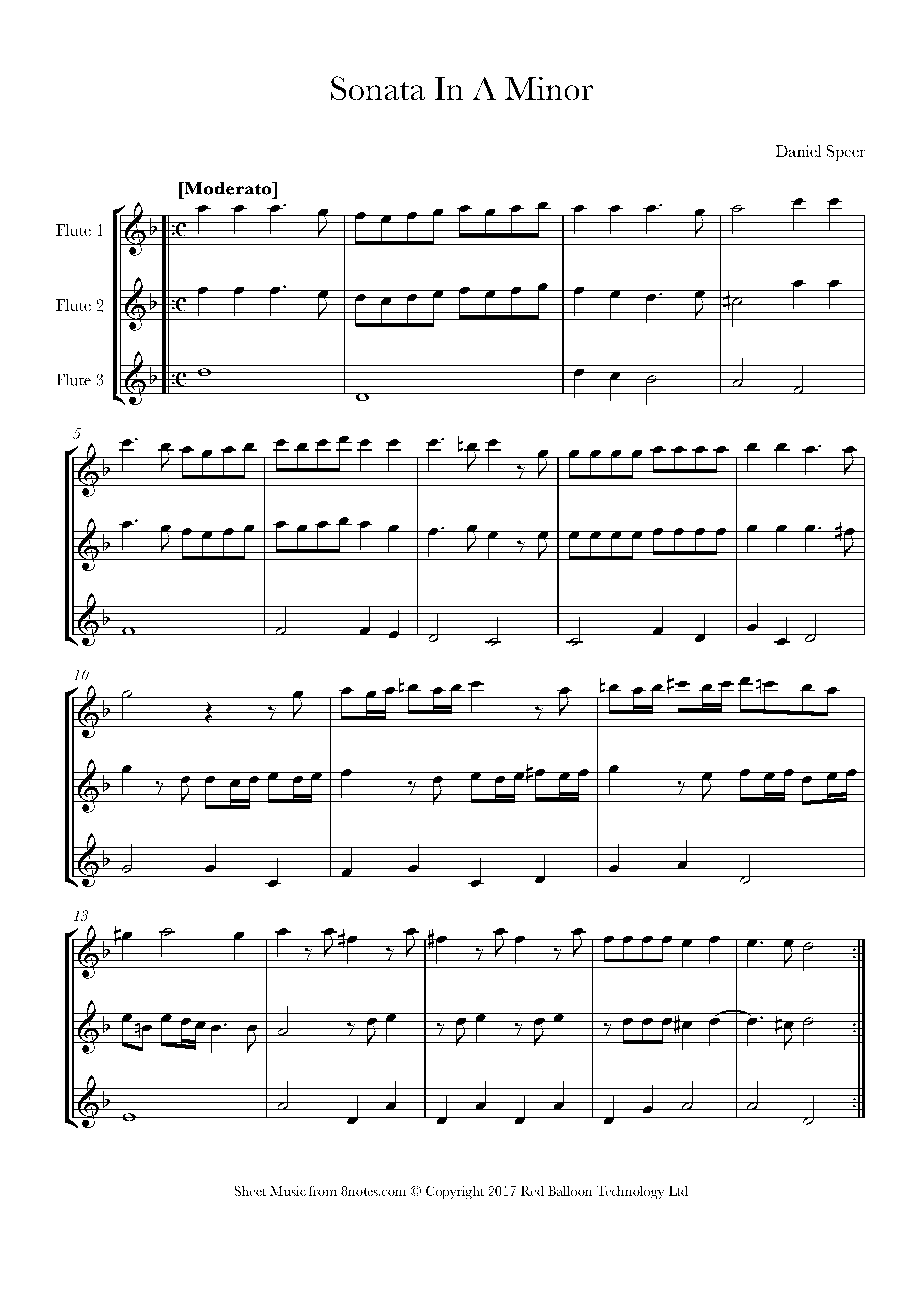 Speer - Sonata In A Minor Sheet music for Flute Trio - 8notes.com