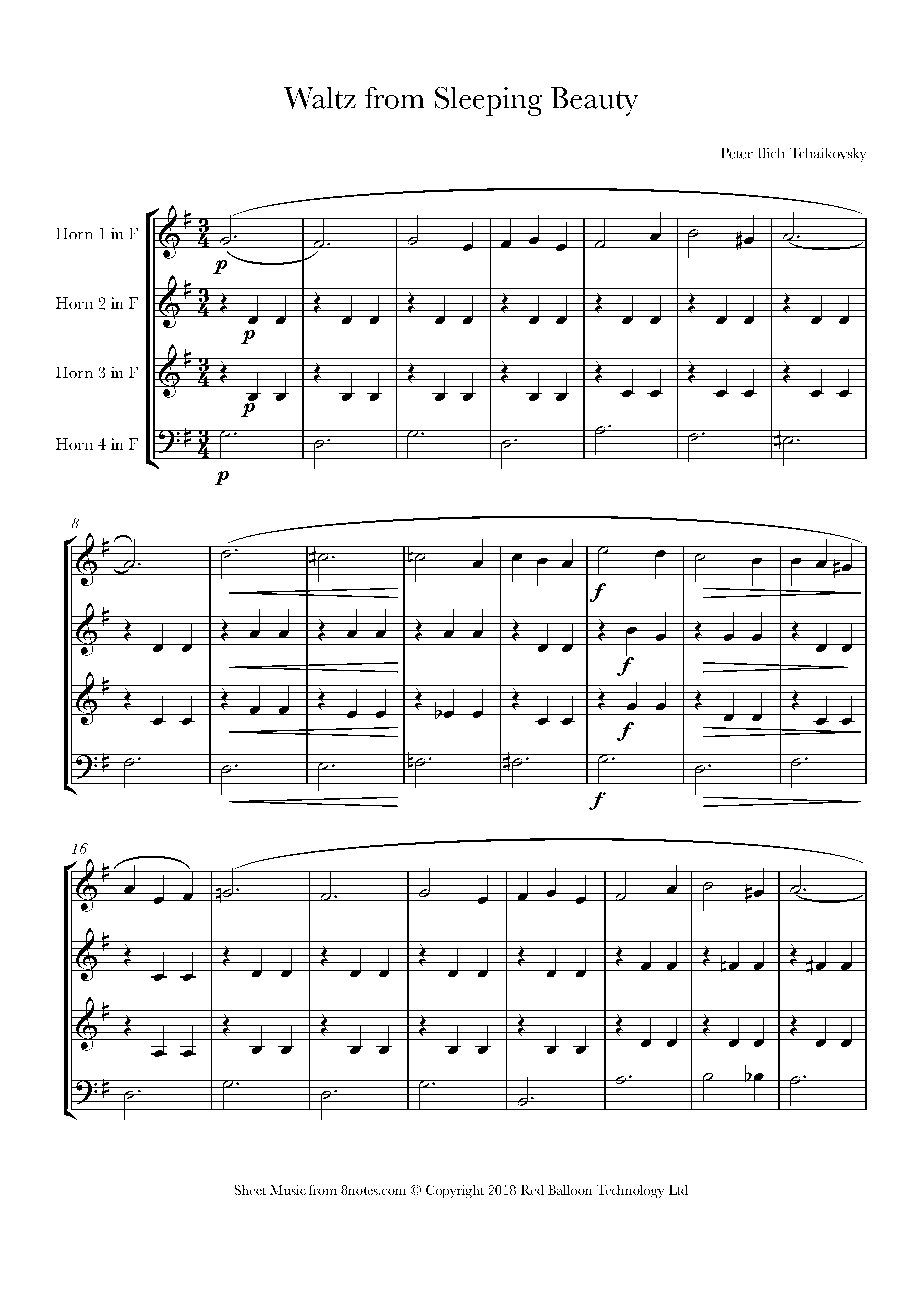 Tchaikovsky - Waltz from Sleeping Beauty Sheet music for French Horn ...