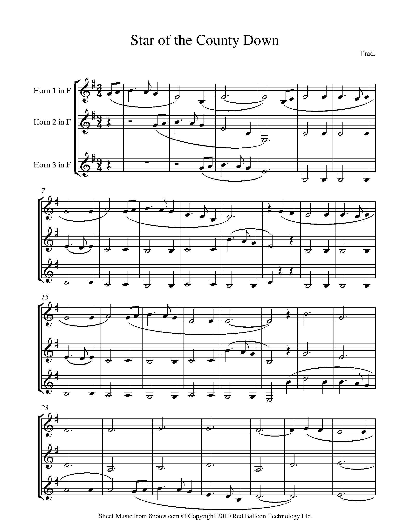 Star of the County Down Sheet music for French Horn Trio - 8notes.com