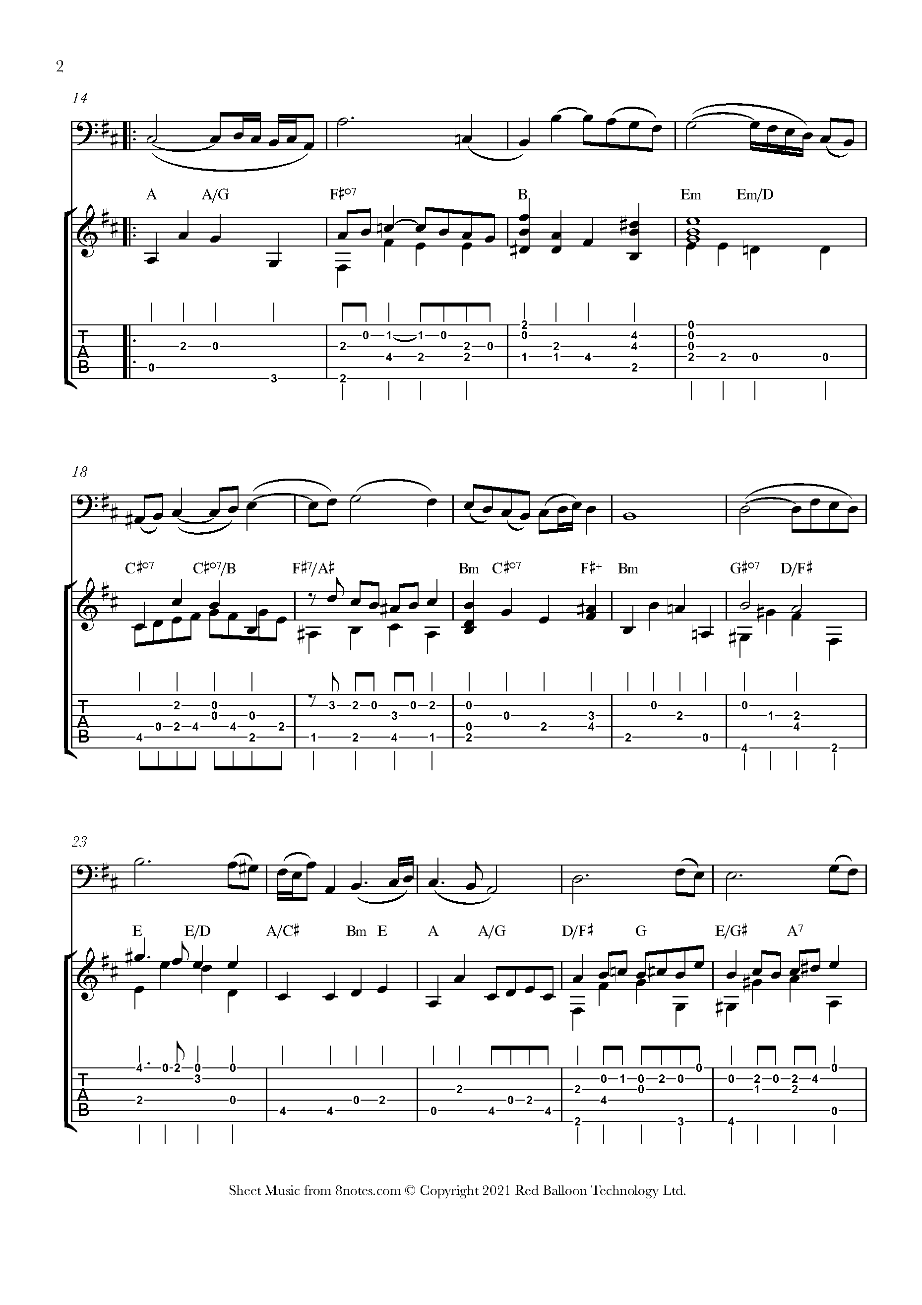 Bach - Air on the G string Sheet music for Guitar-Cello Duet - 8notes.com