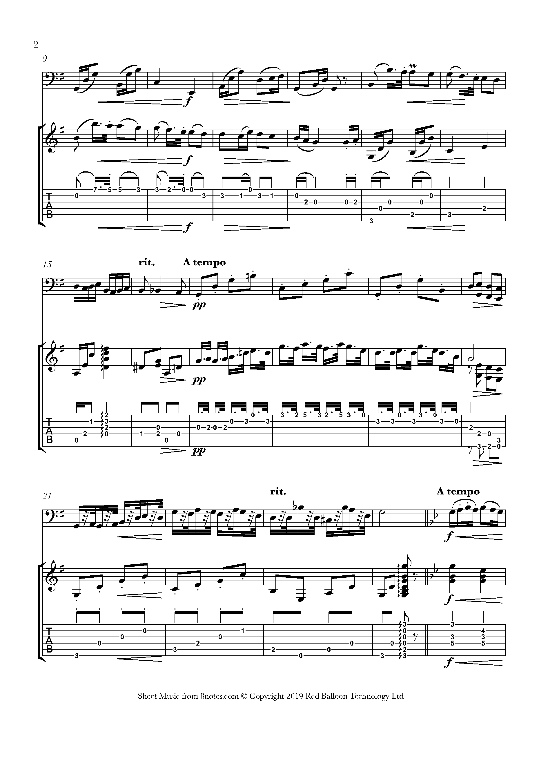 Dvořák - Humoresque Sheet music for Guitar-Cello Duet - 8notes.com