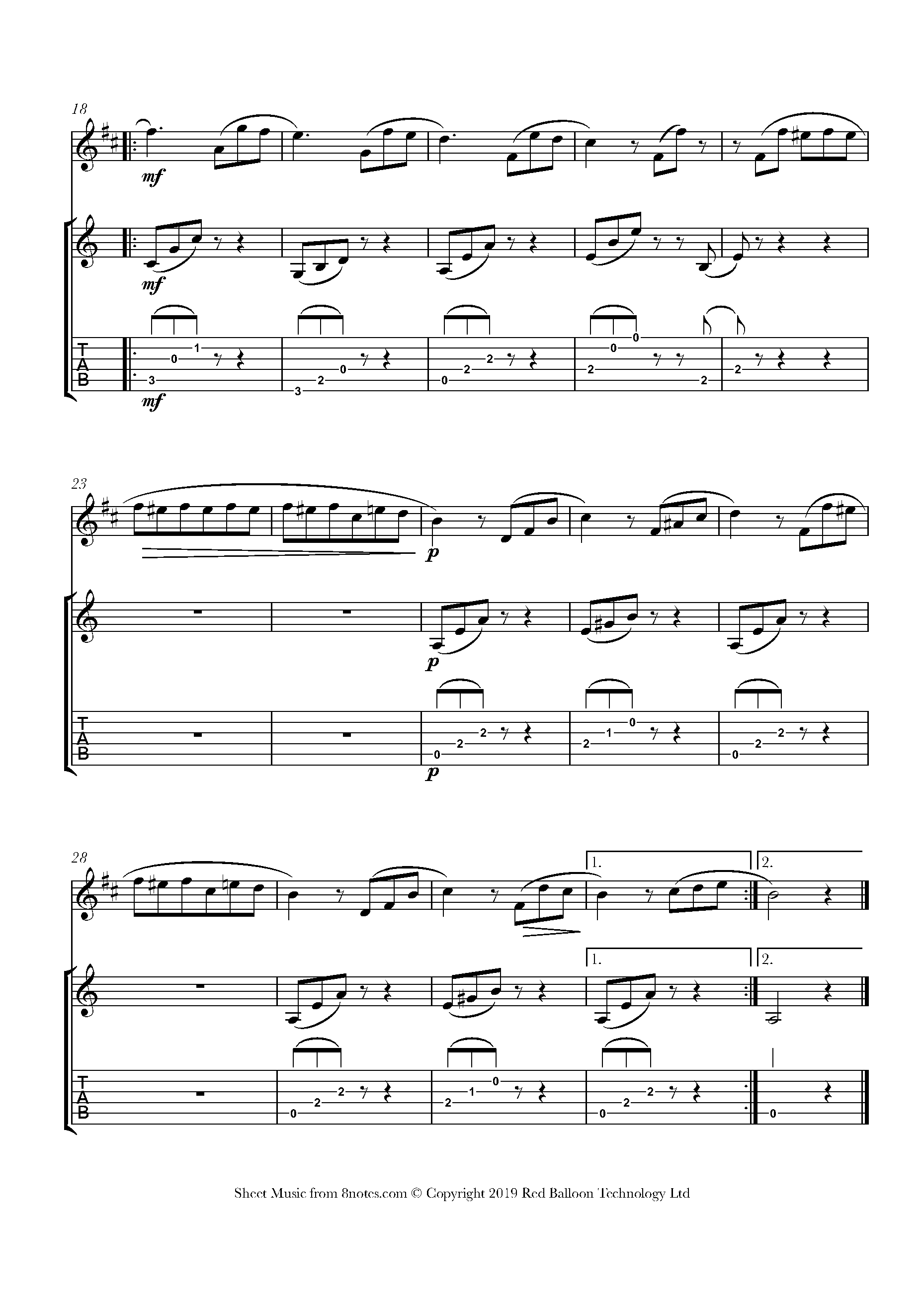 Beethoven - Fur Elise Sheet music for Guitar-Clarinet Duet - 8notes.com