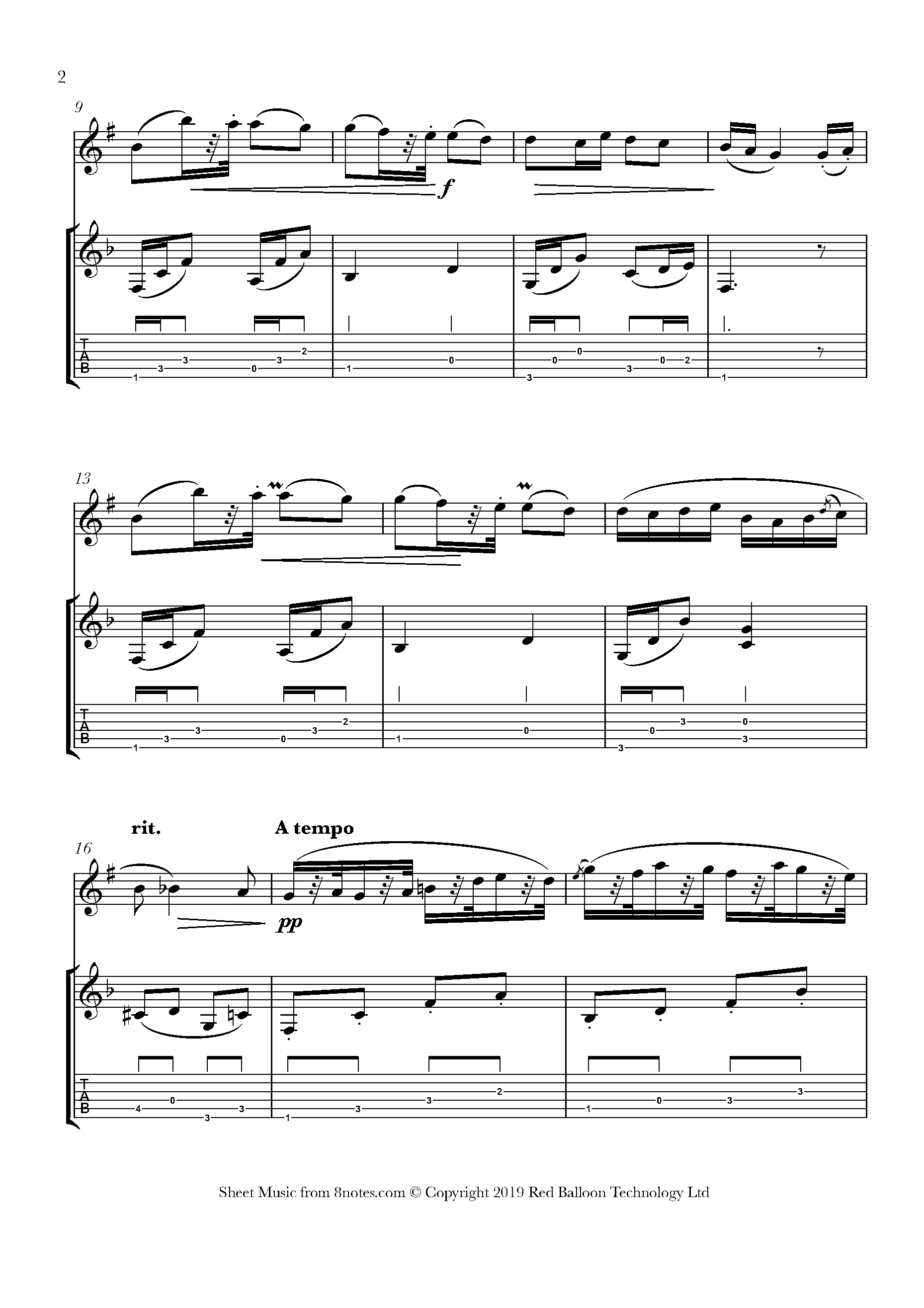 Dvořák - Humoresque Sheet music for Guitar-Clarinet Duet - 8notes.com