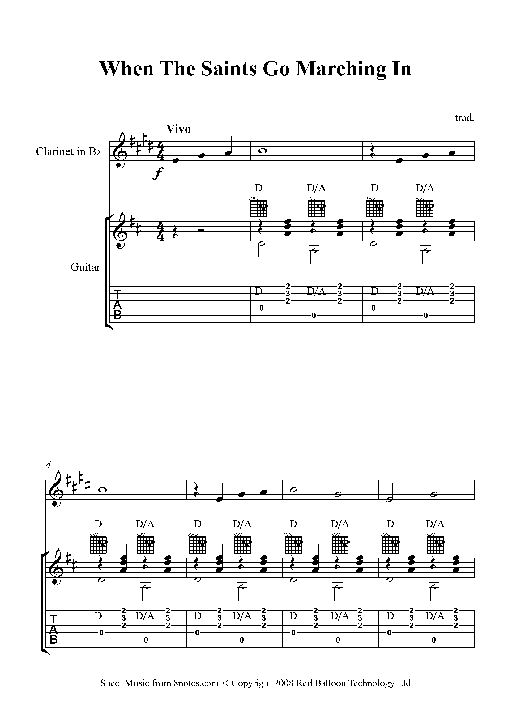 When The Saints Go Marching In Sheet music for Guitar-Clarinet Duet ...