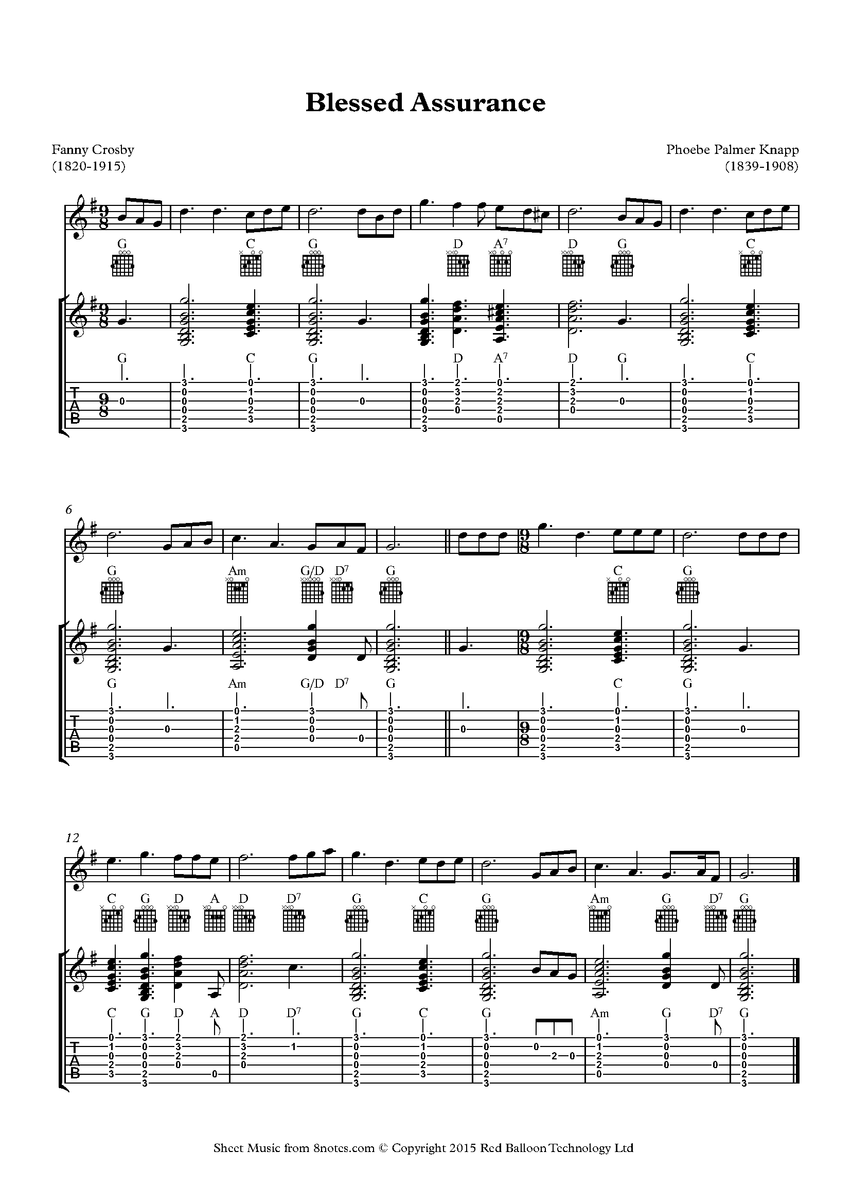 Knapp - Blessed Assurance Sheet music for Guitar-Flute Duet - 8notes.com