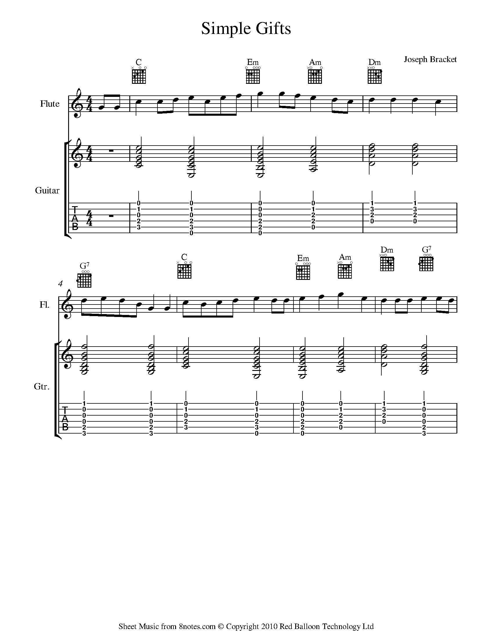 Joseph Brackett - Simple Gifts (appalachian shaker song) Sheet music ...