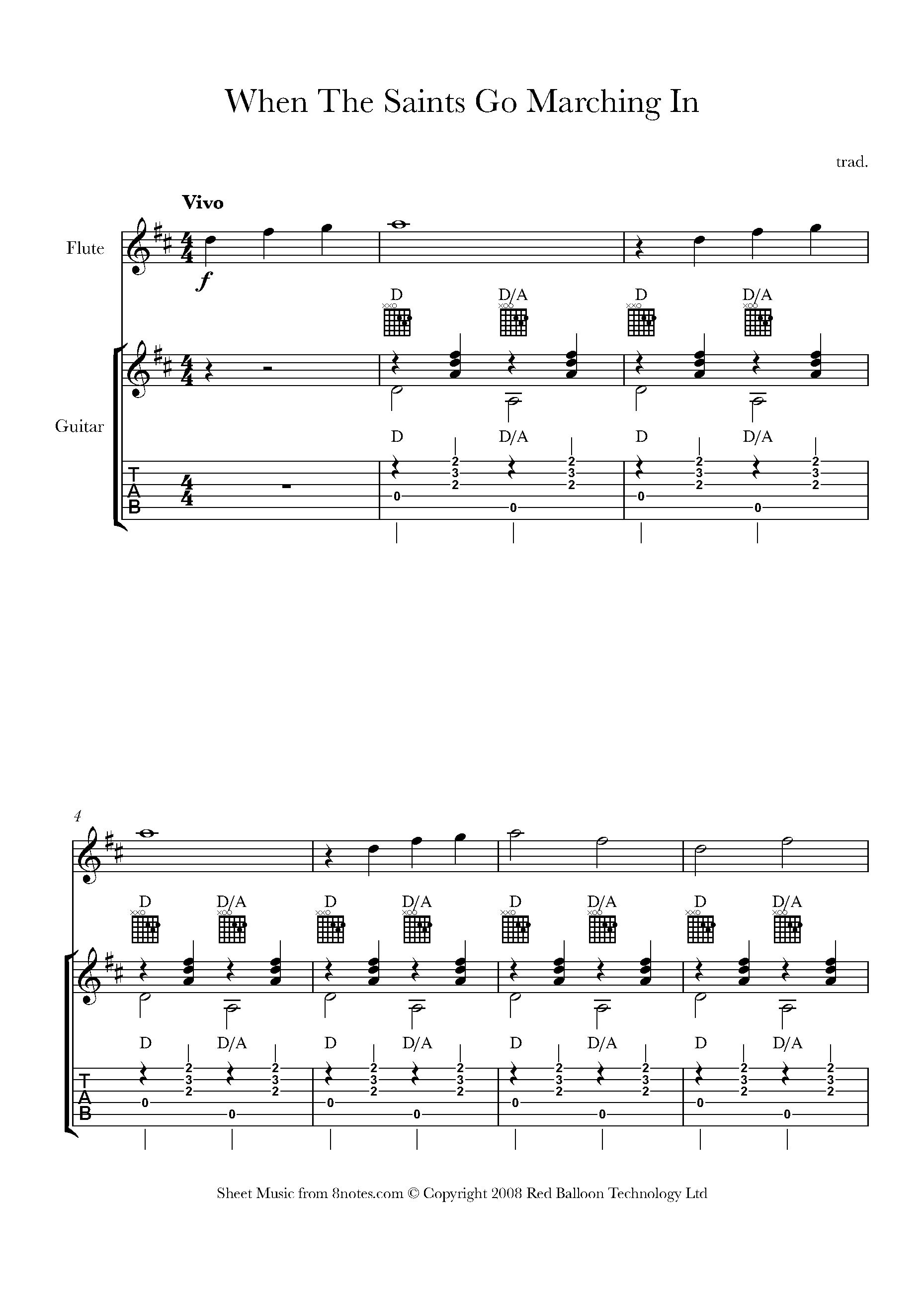 When The Saints Go Marching In Sheet music for Guitar-Flute Duet ...