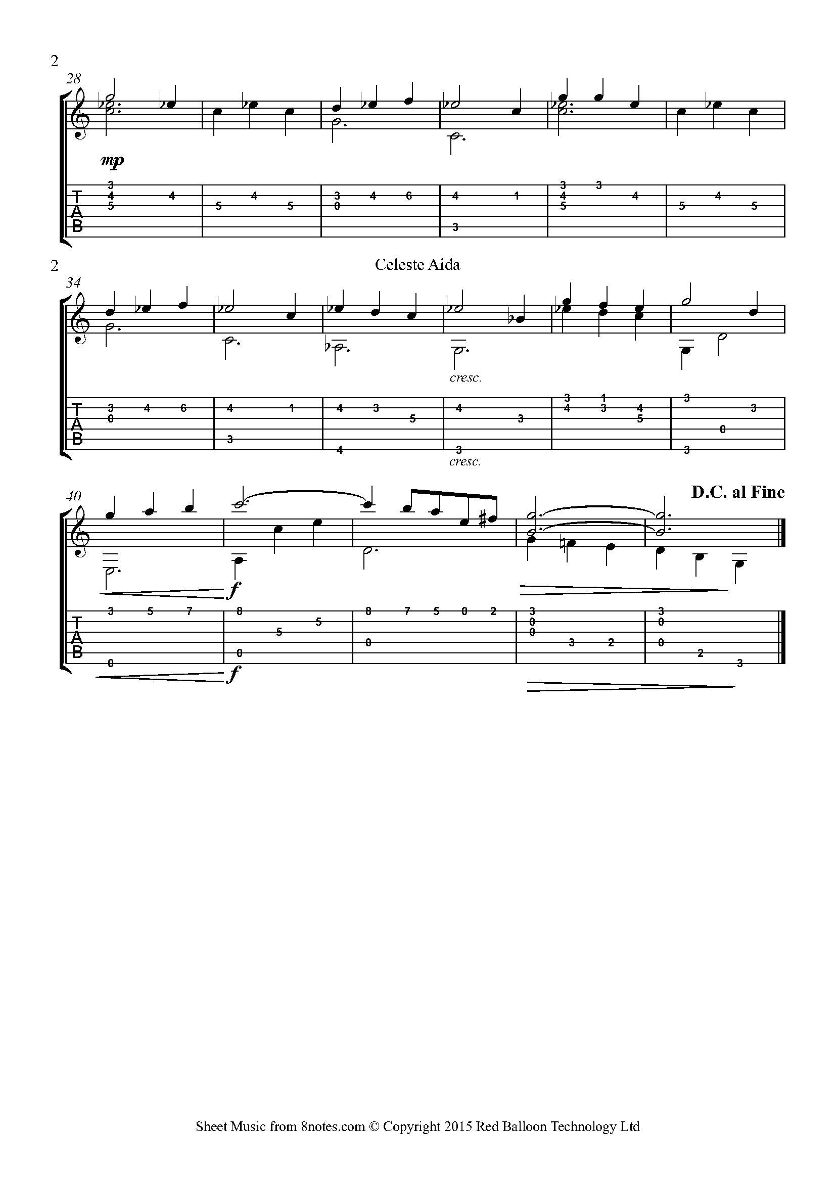 Verdi - Celeste Aida (Heavenly Aida) from the opera Aida Sheet music ...