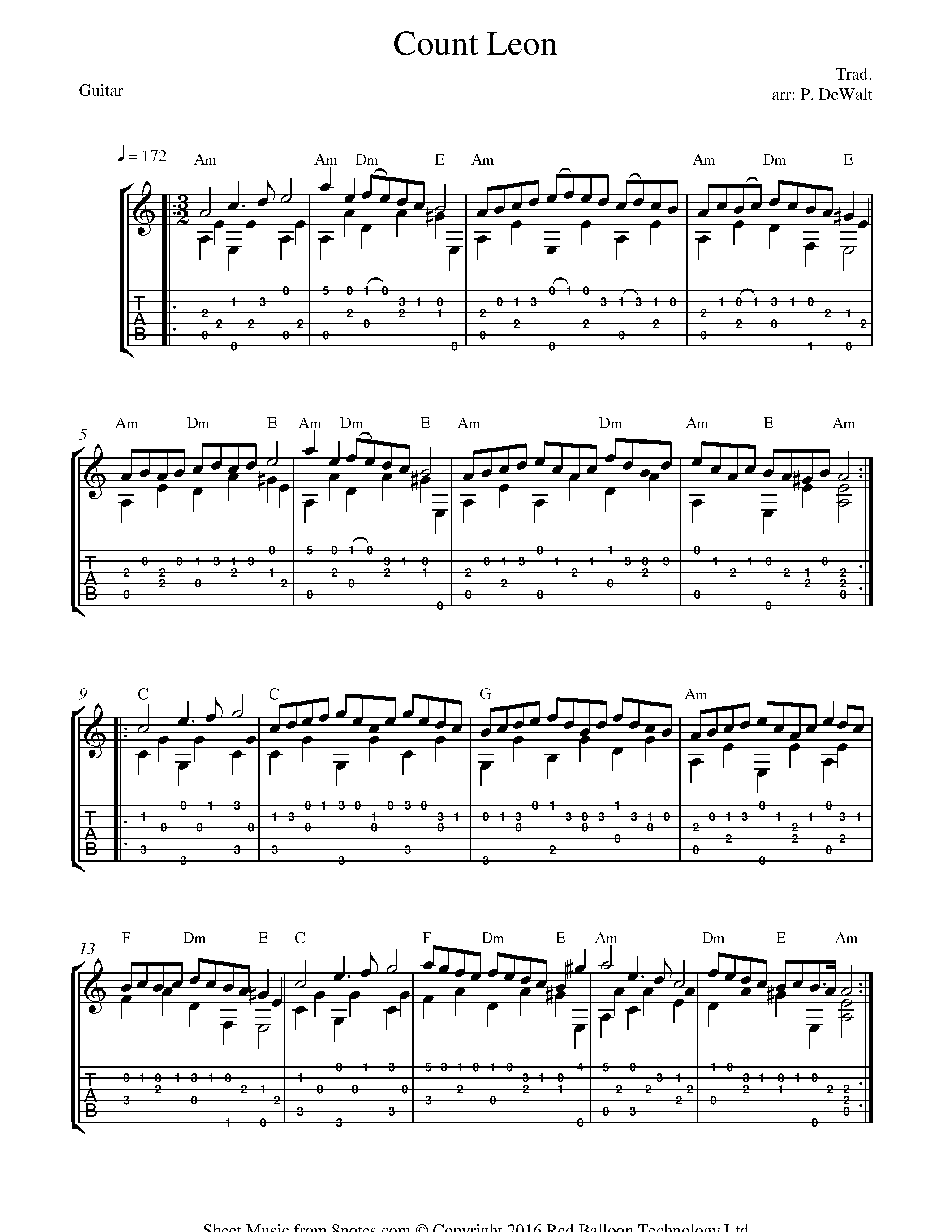 Count Leon Sheet music for Guitar - 8notes.com
