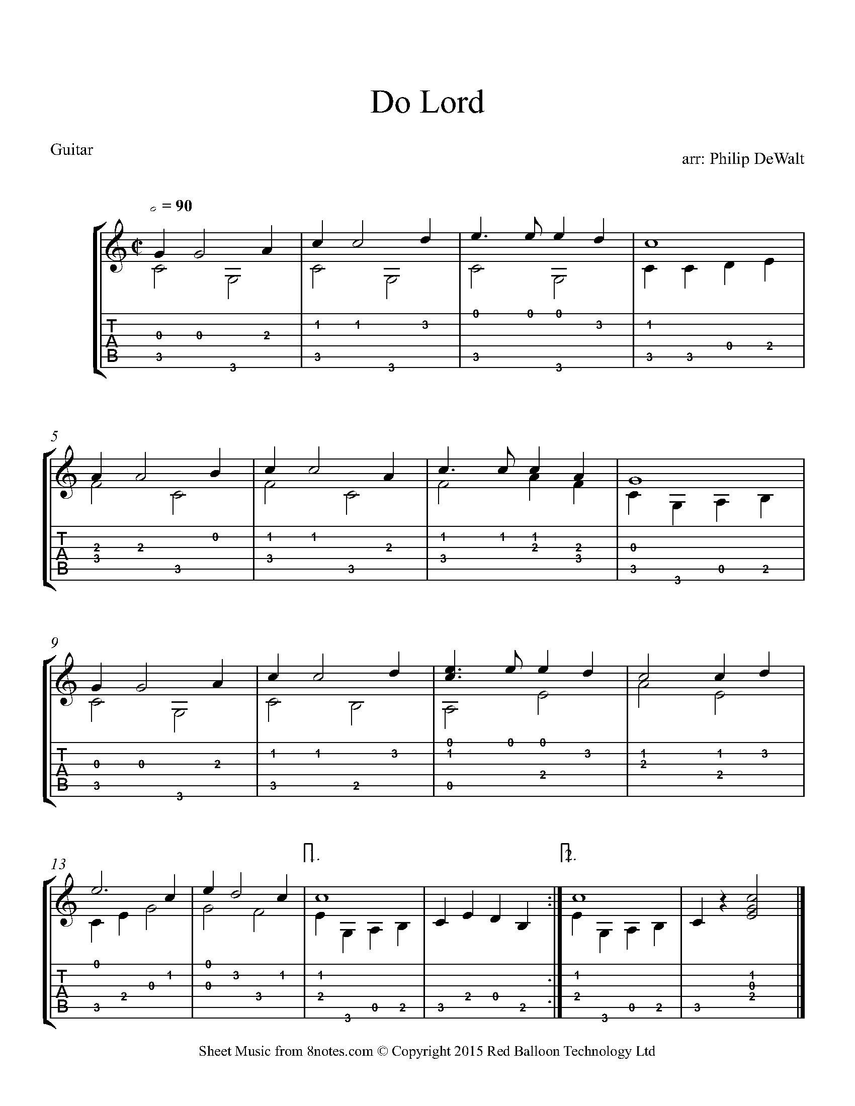 Do Lord (American Spiritual) Sheet music for Guitar - 8notes.com