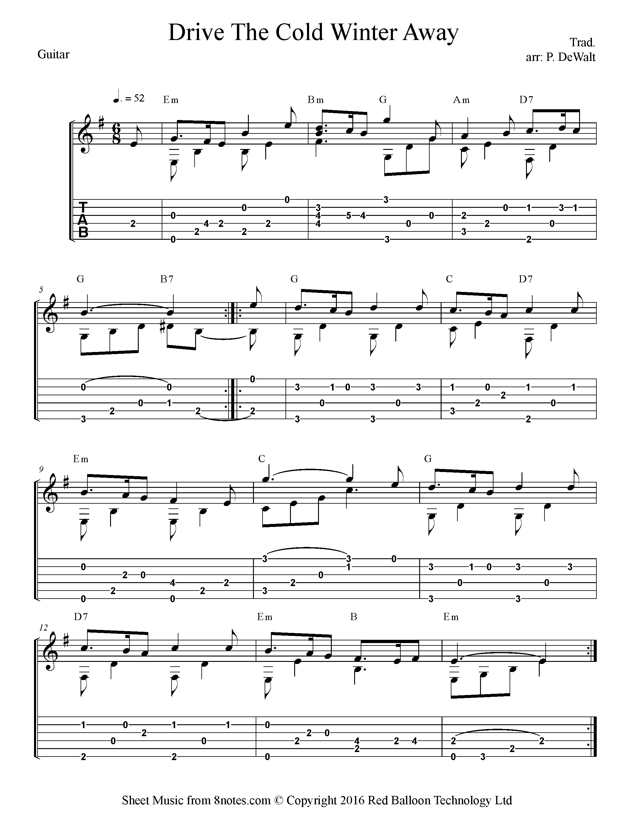 Drive The Cold Winter Away Sheet music for Guitar - 8notes.com
