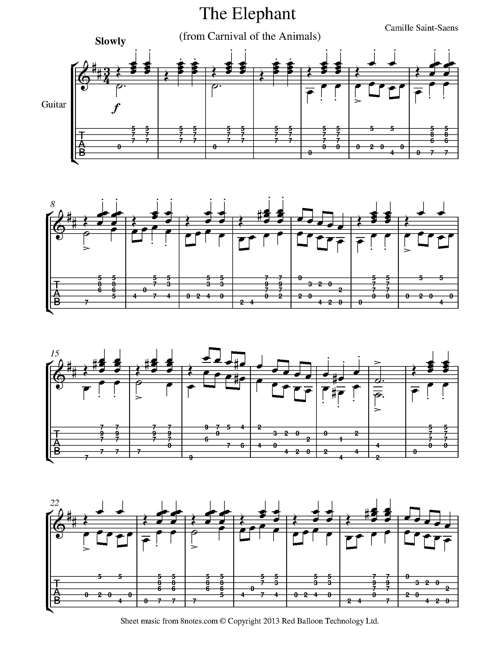 ﻿Saint-Saëns - The Elephant from Carnival of the Animals Sheet music ...