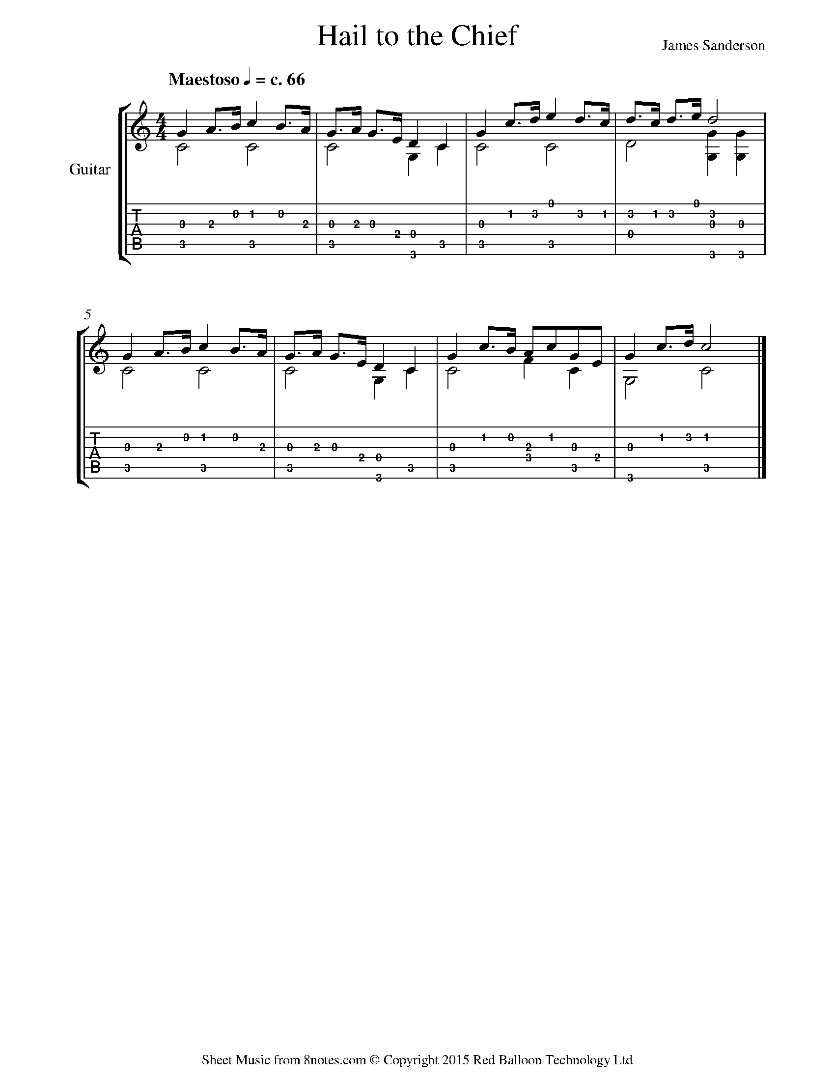 Sanderson - Hail to the Chief Sheet music for Guitar - 8notes.com
