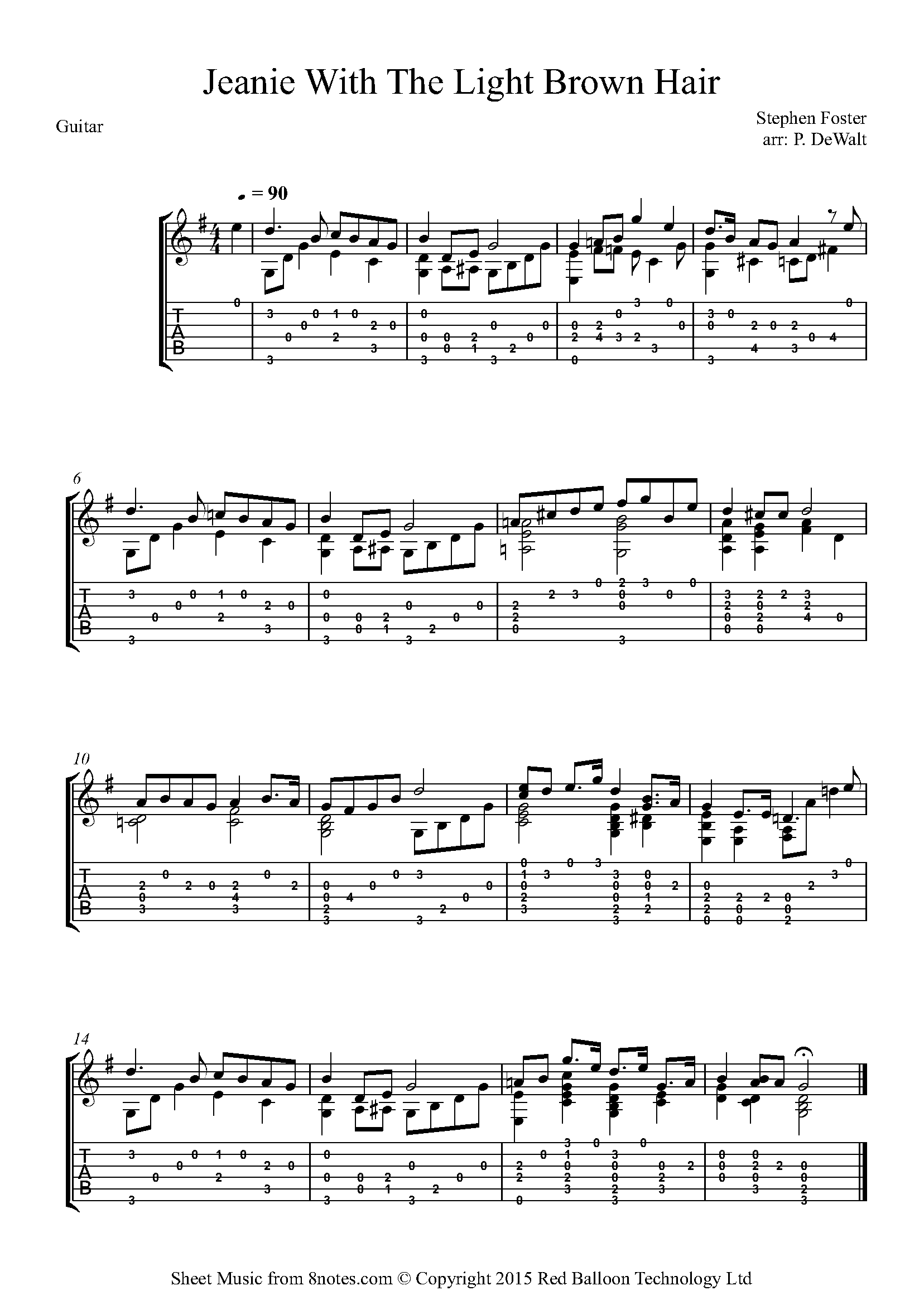 Stephen Foster - Jeanie With The Light Brown Hair Sheet music for ...