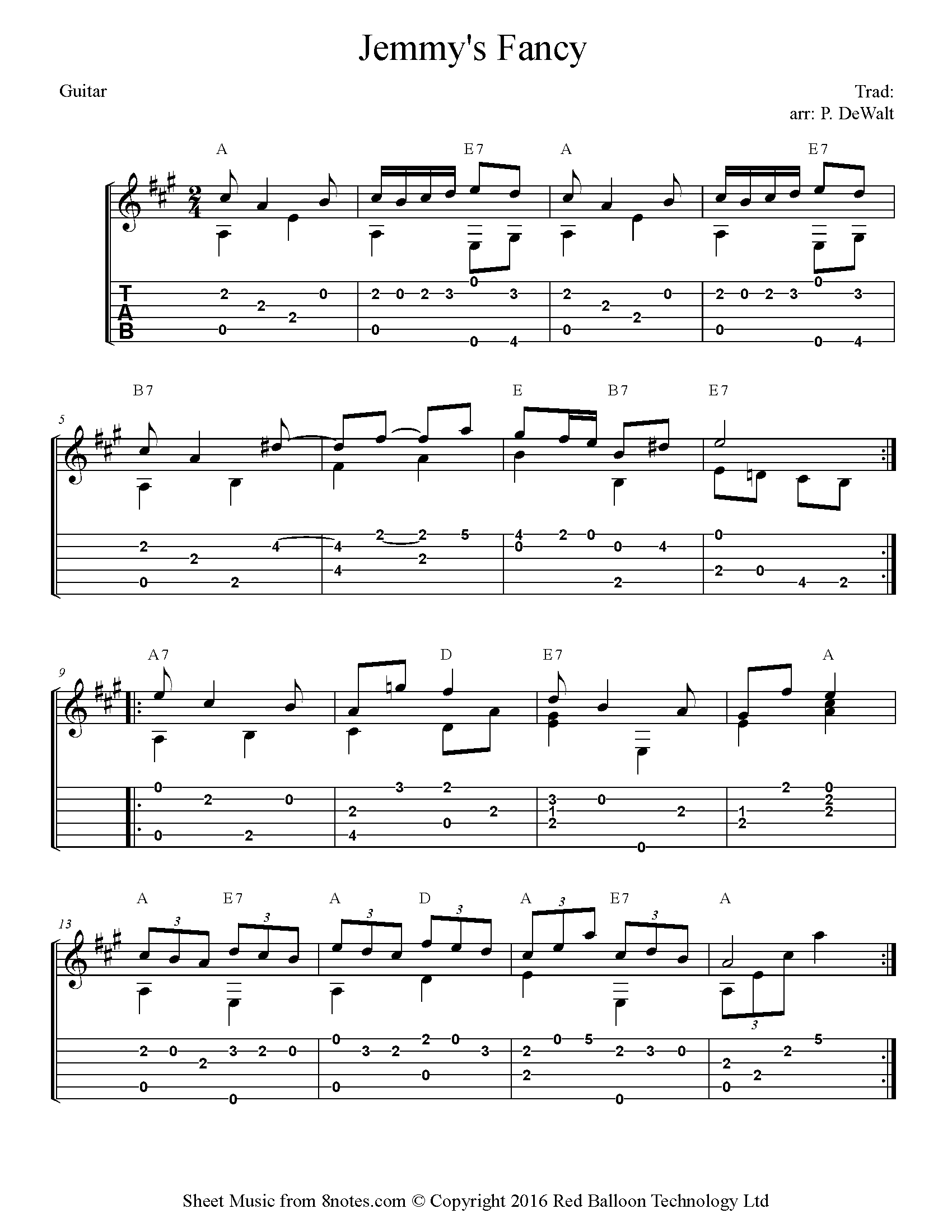 Jemmy's Fancy Sheet music for Guitar - 8notes.com