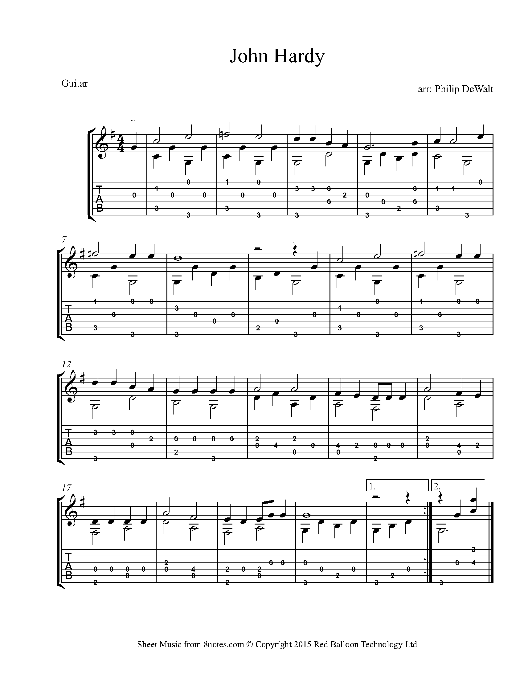 John Hardy Sheet music for Guitar - 8notes.com
