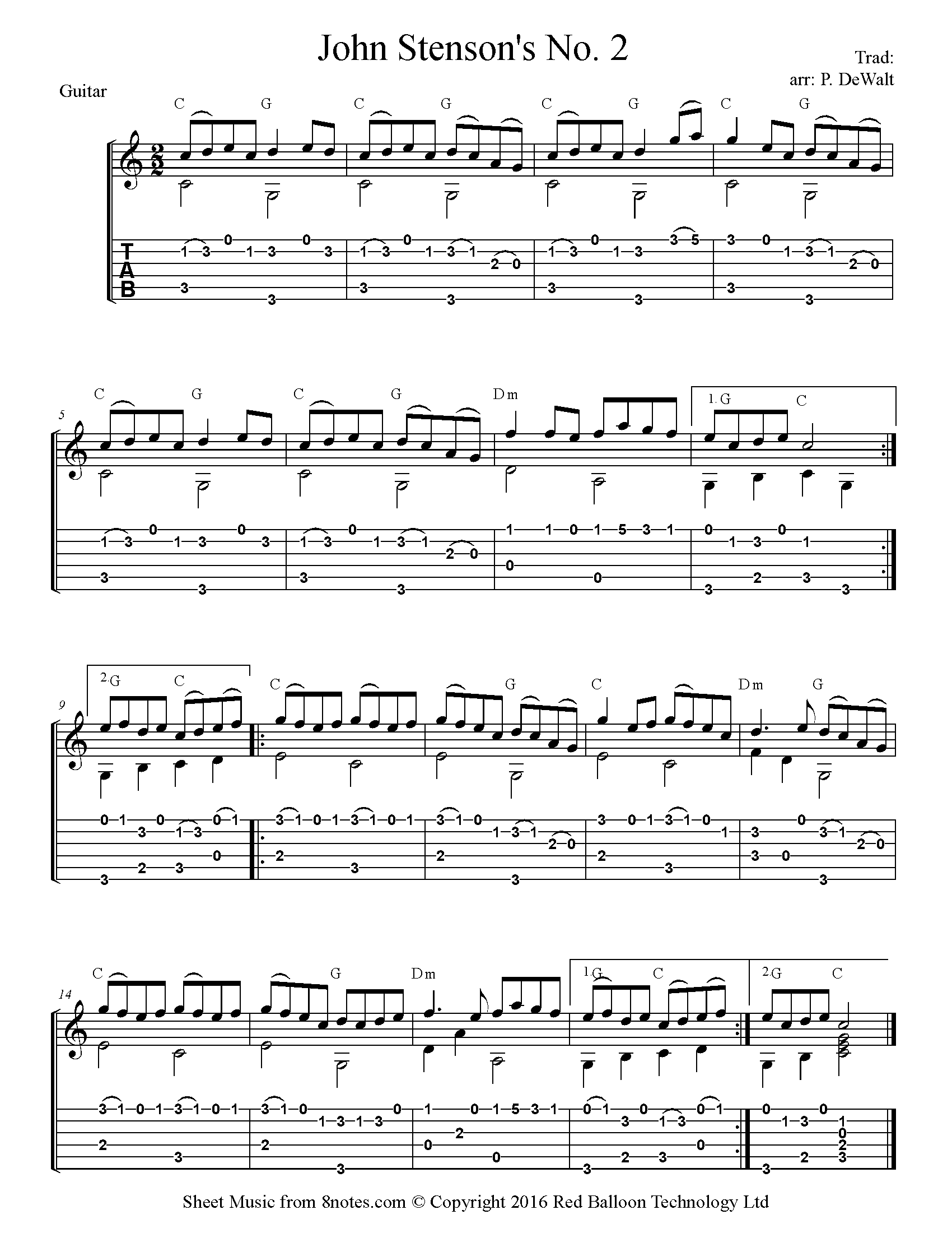 John Stenson's No. 2 Sheet music for Guitar - 8notes.com