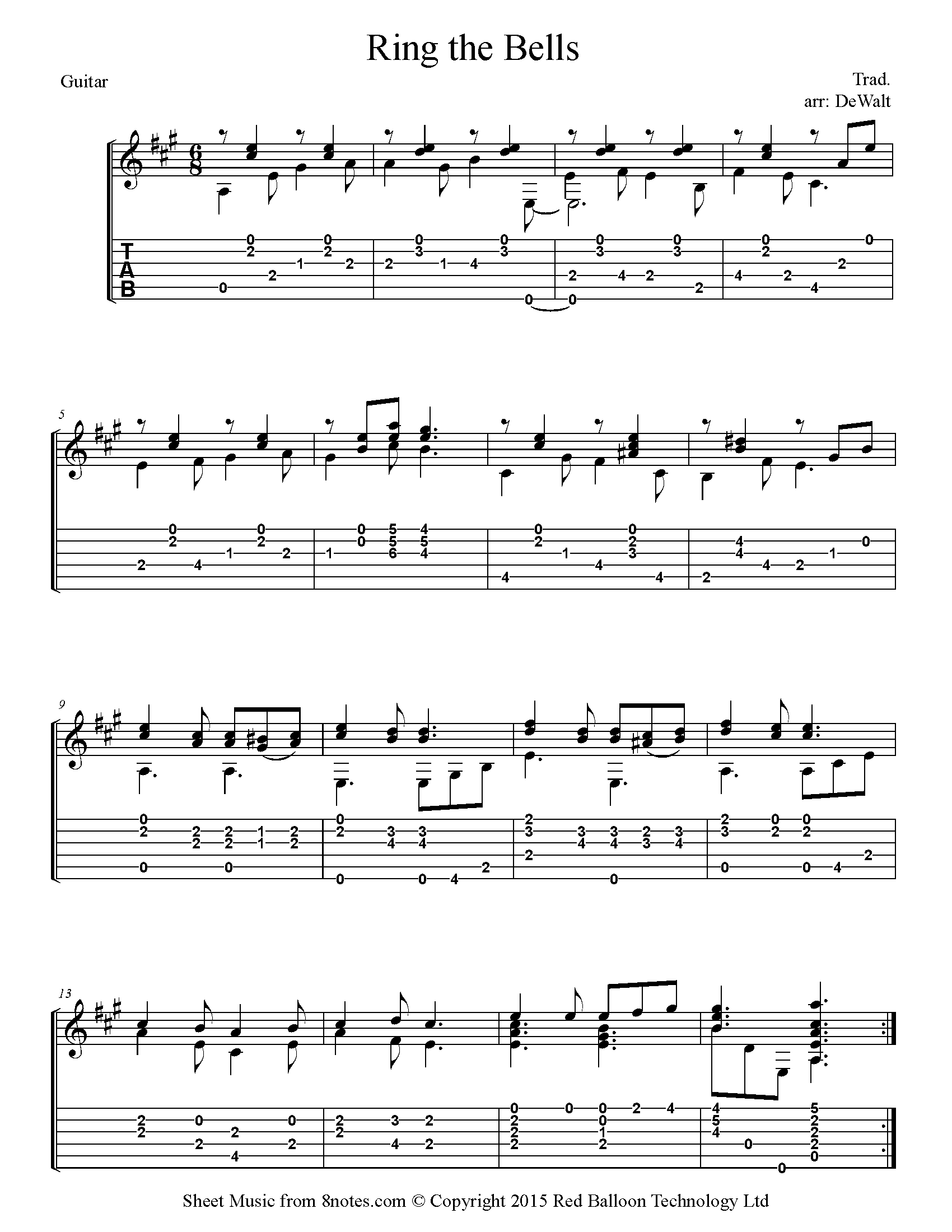 Ring the Bells Sheet music for Guitar - 8notes.com