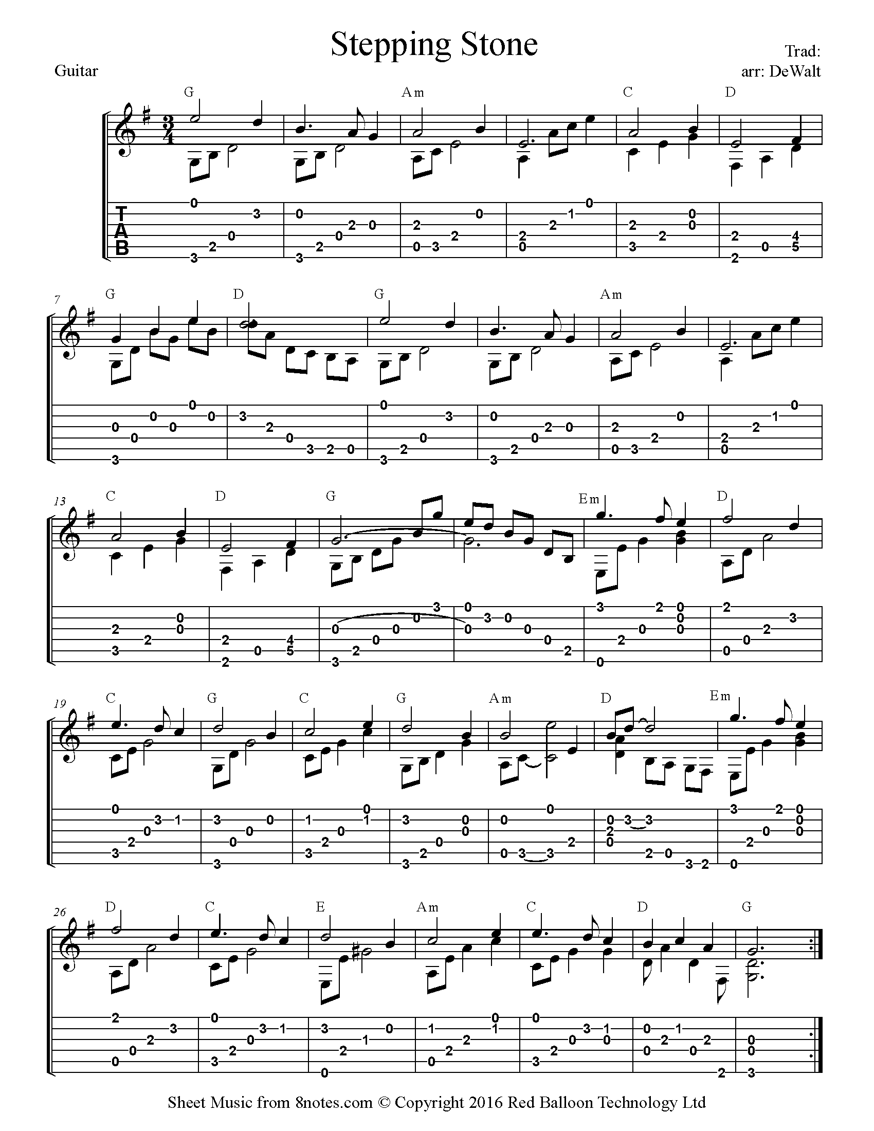 Stepping Stone Sheet music for Guitar - 8notes.com