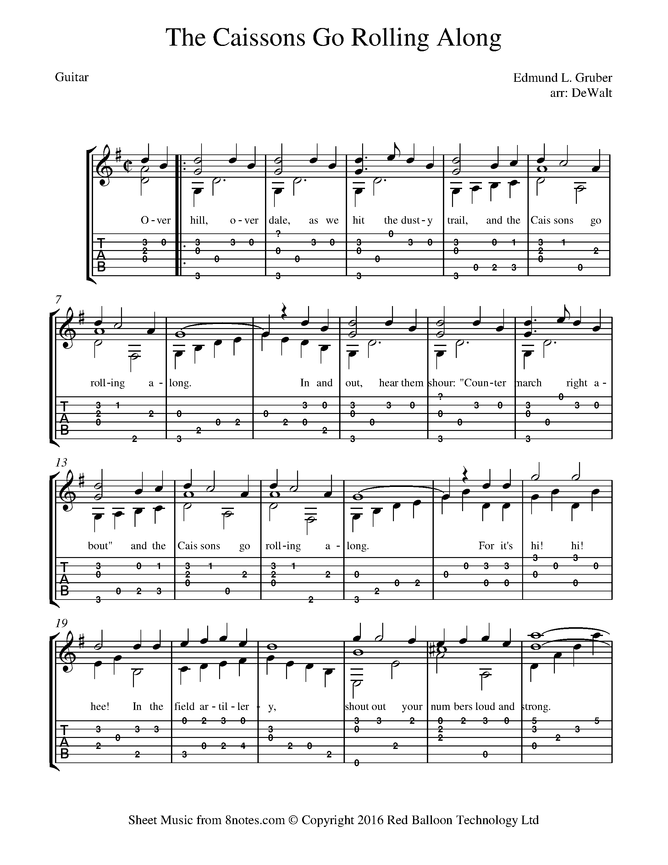 Edmund L. Gruber - The Caissons Go Rolling Along (The Army Song) Sheet ...