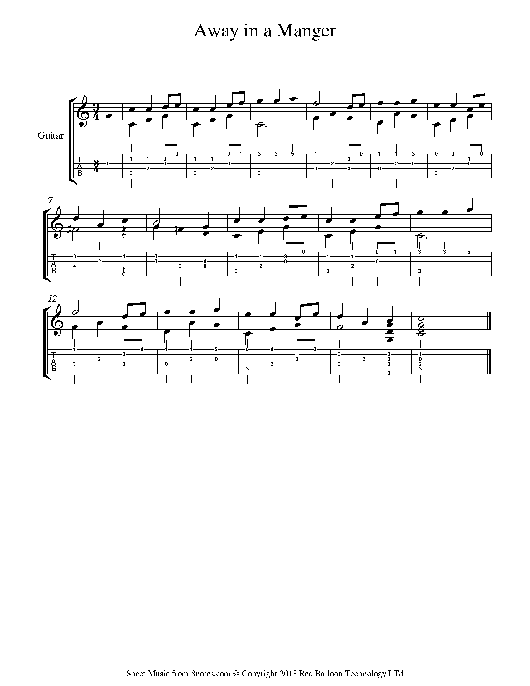 Guitar Chords Away In A Manger