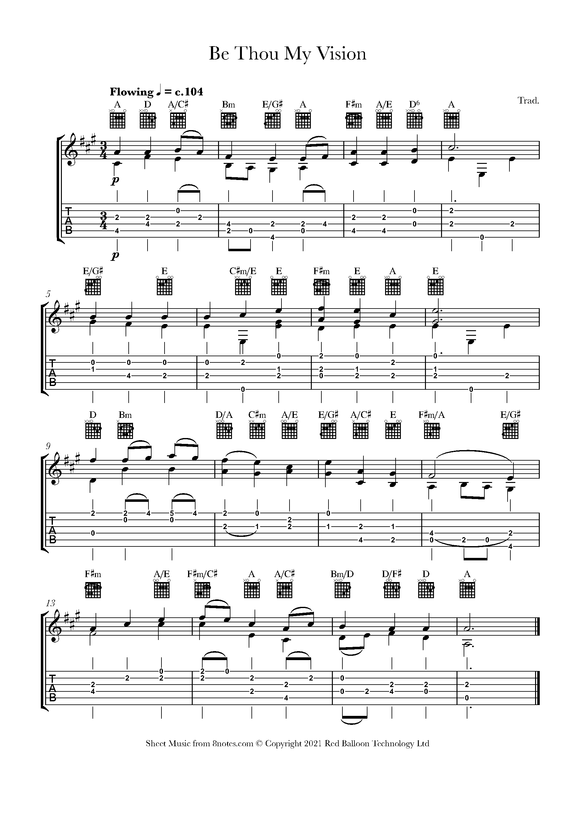 Be Thou My Vision Sheet music for Guitar - 8notes.com
