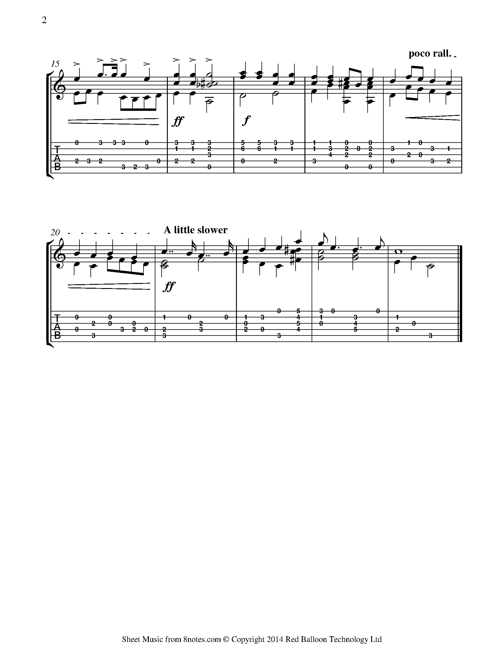 Men of Harlech (Traditional Welsh) Sheet music for Guitar - 8notes.com