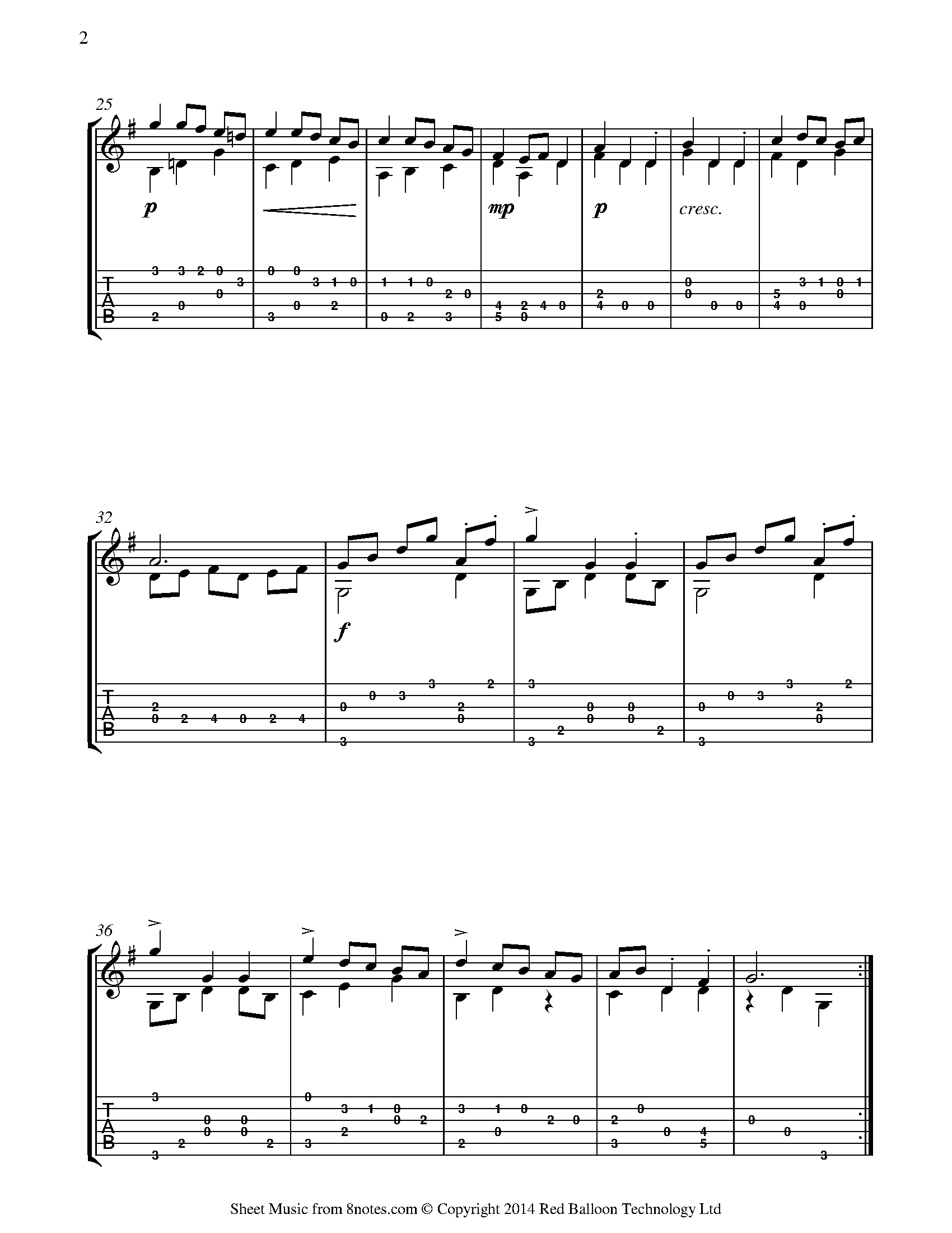 Bach - Minuet in G Sheet music for Guitar - 8notes.com