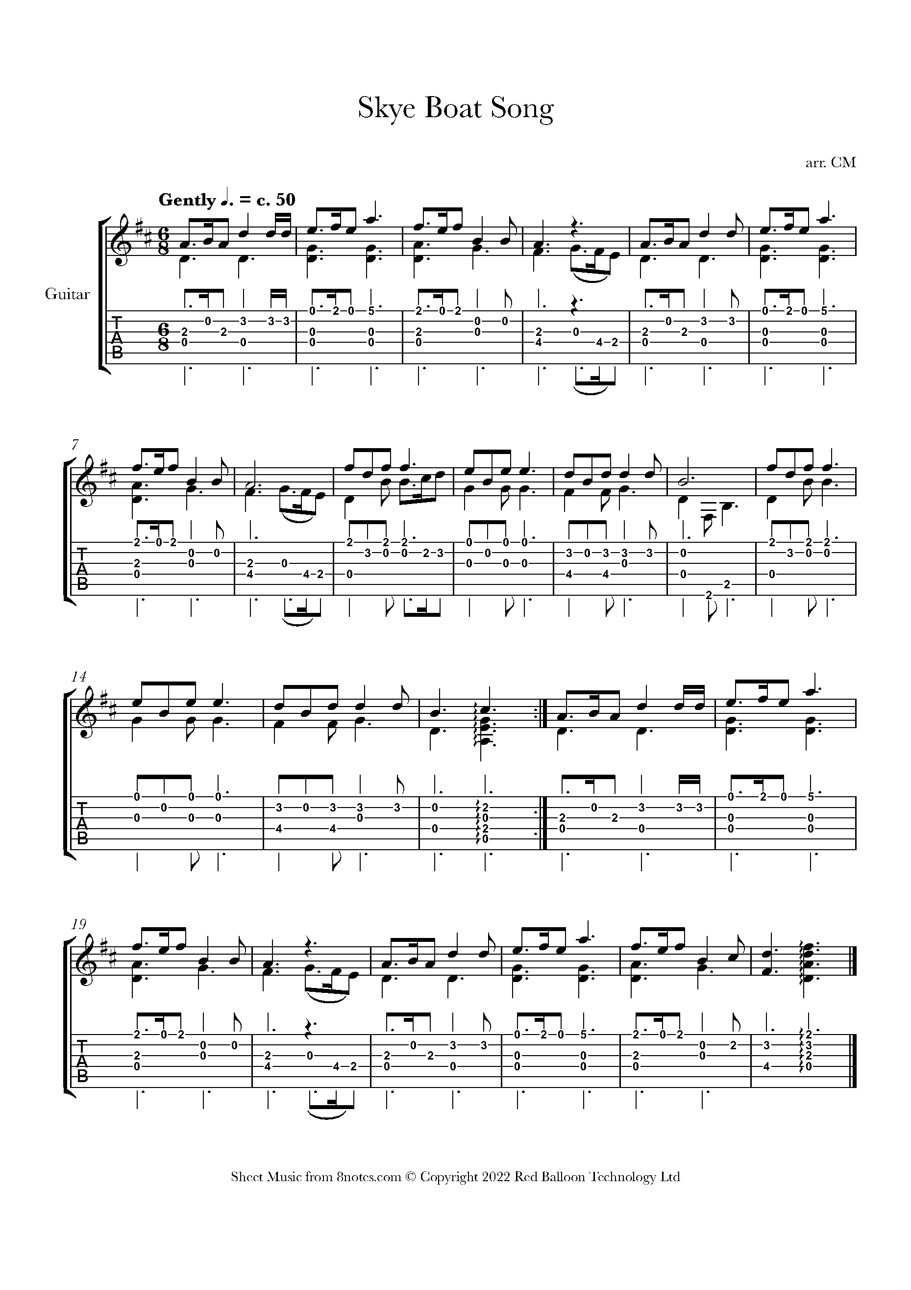 Skye Boat Song Sheet music for Guitar - 8notes.com