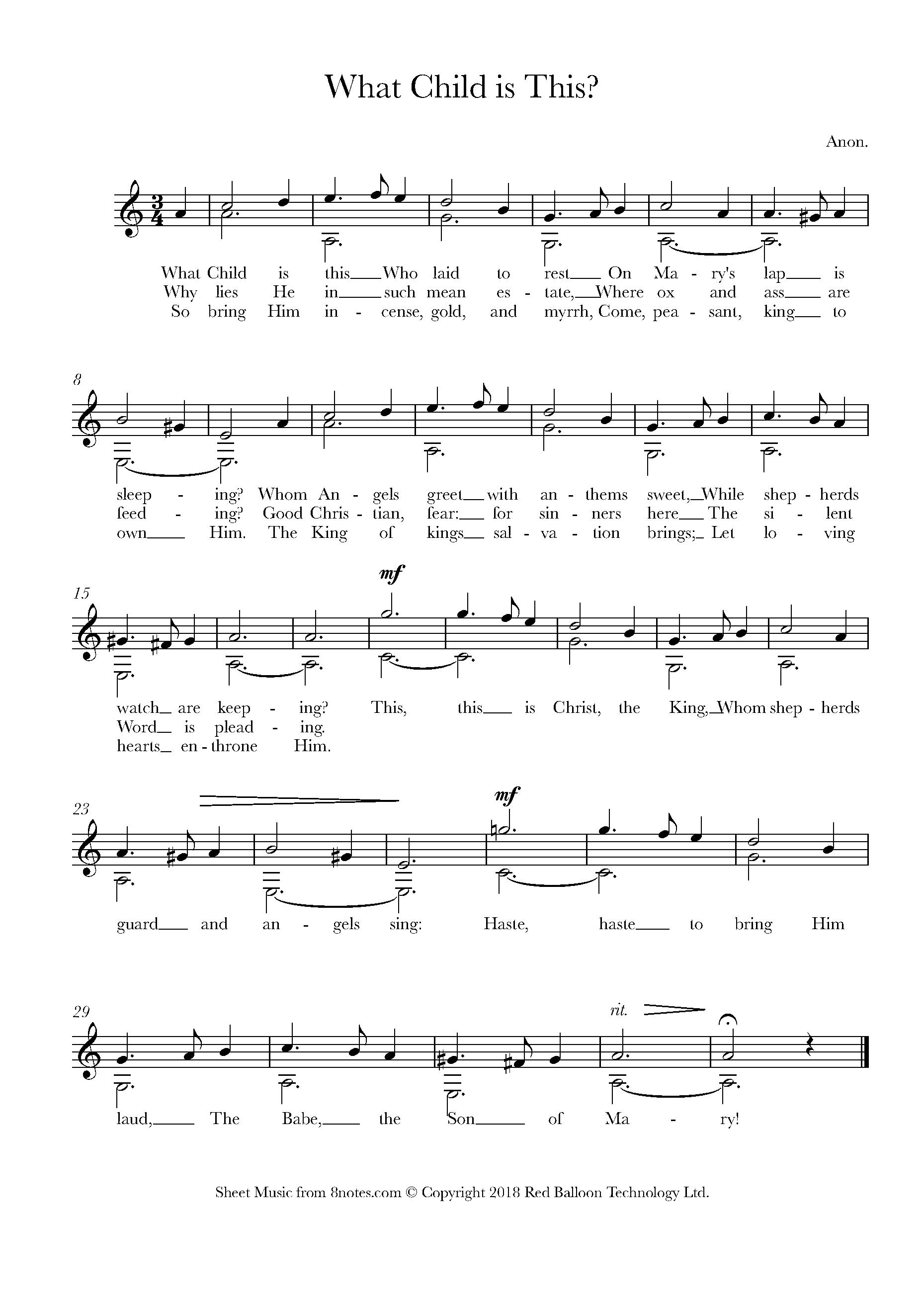 What Child is This Sheet music for Guitar - 8notes.com