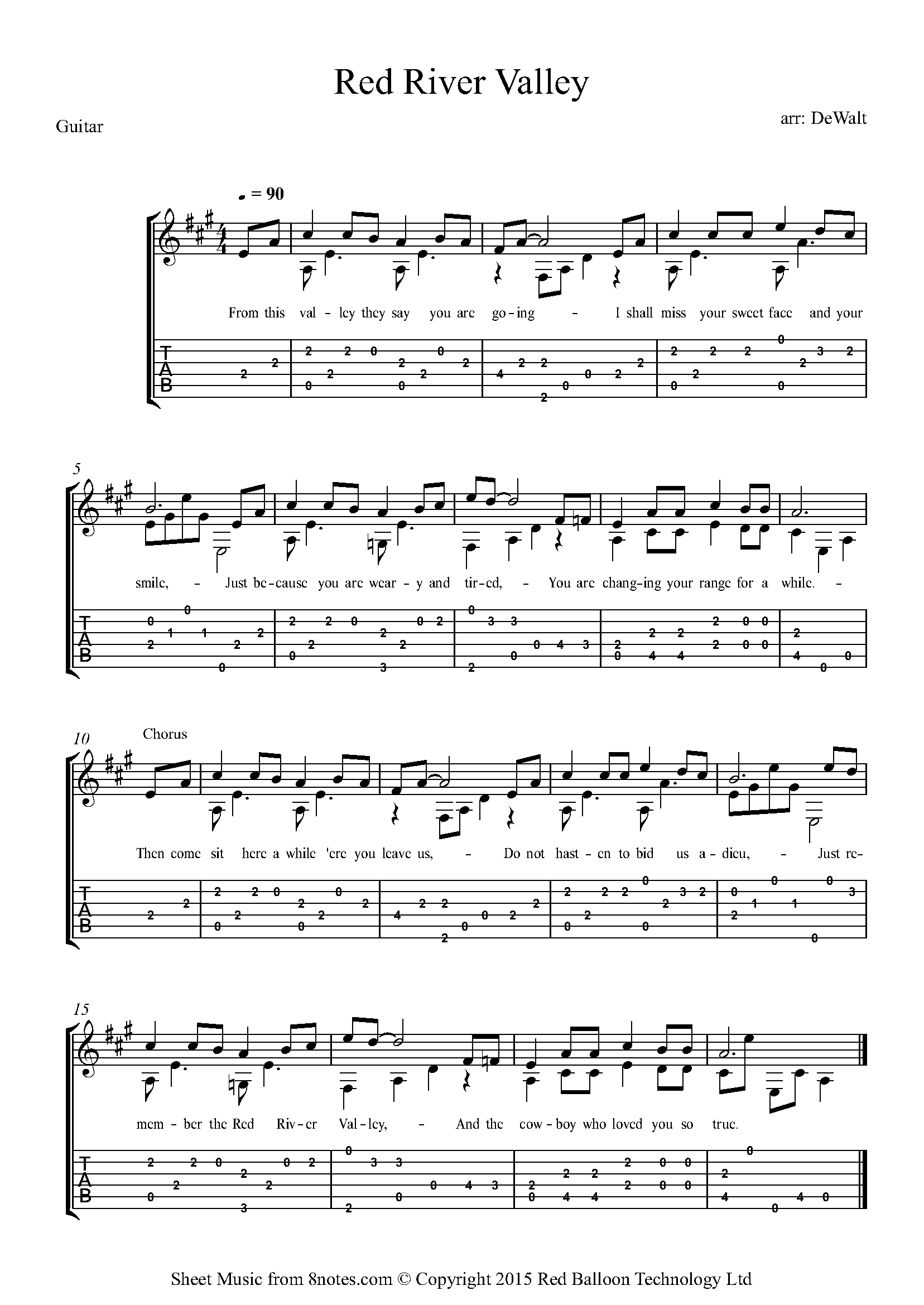 Red River Valley Sheet music for Guitar and Vocal - 8notes.com