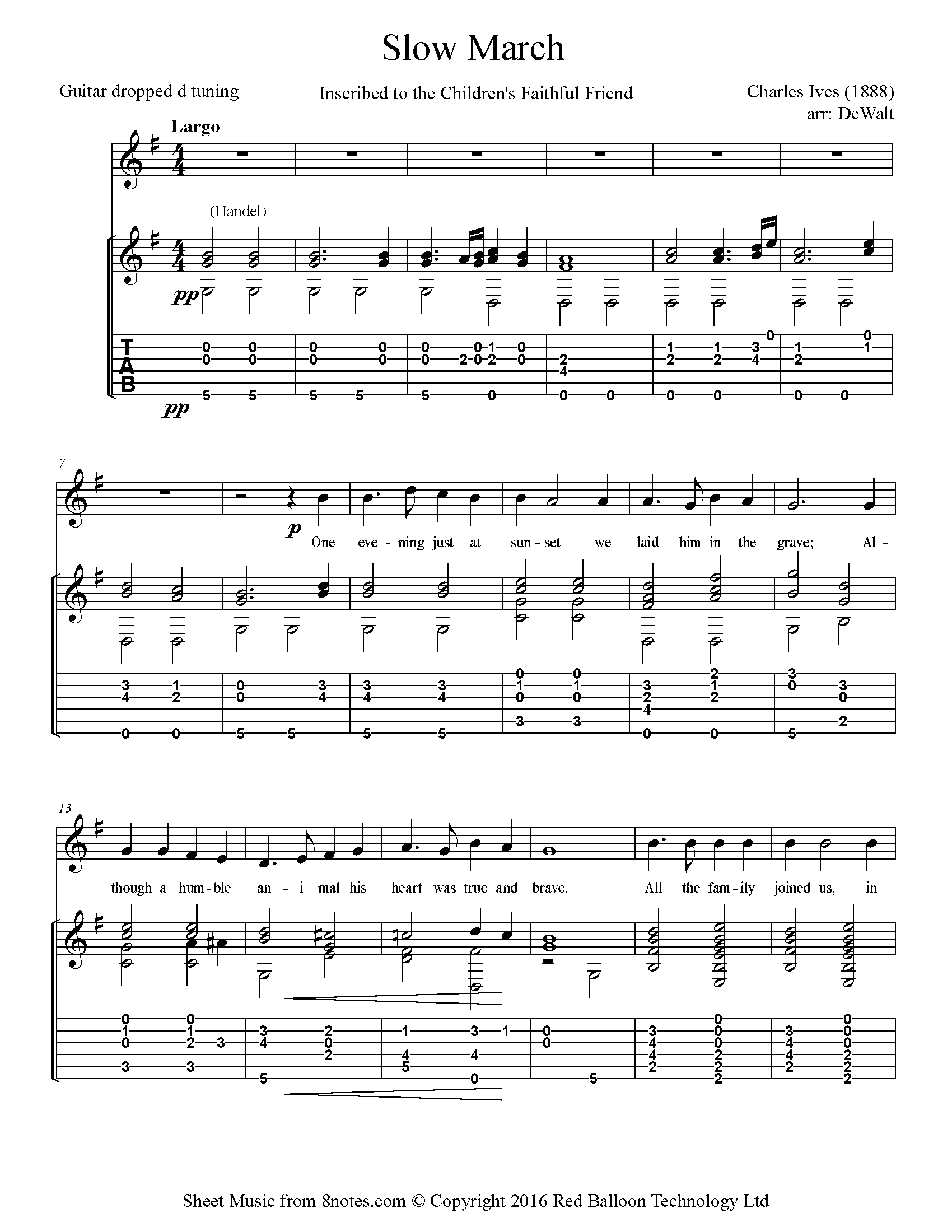 Ives - Slow March Sheet music for Guitar and Vocal - 8notes.com