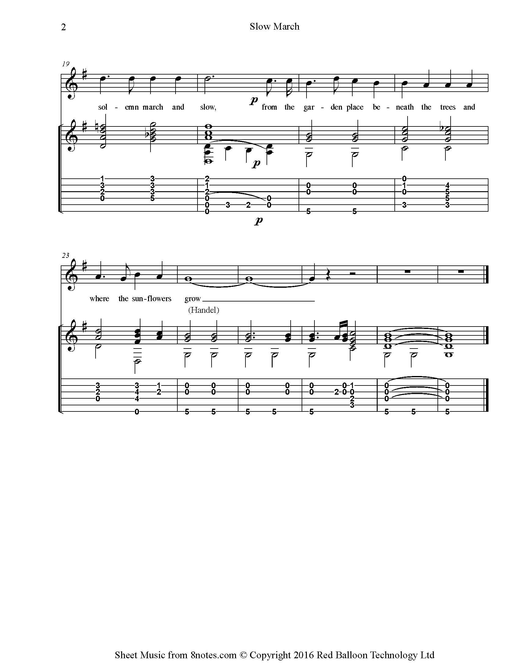Ives - Slow March Sheet music for Guitar and Vocal - 8notes.com