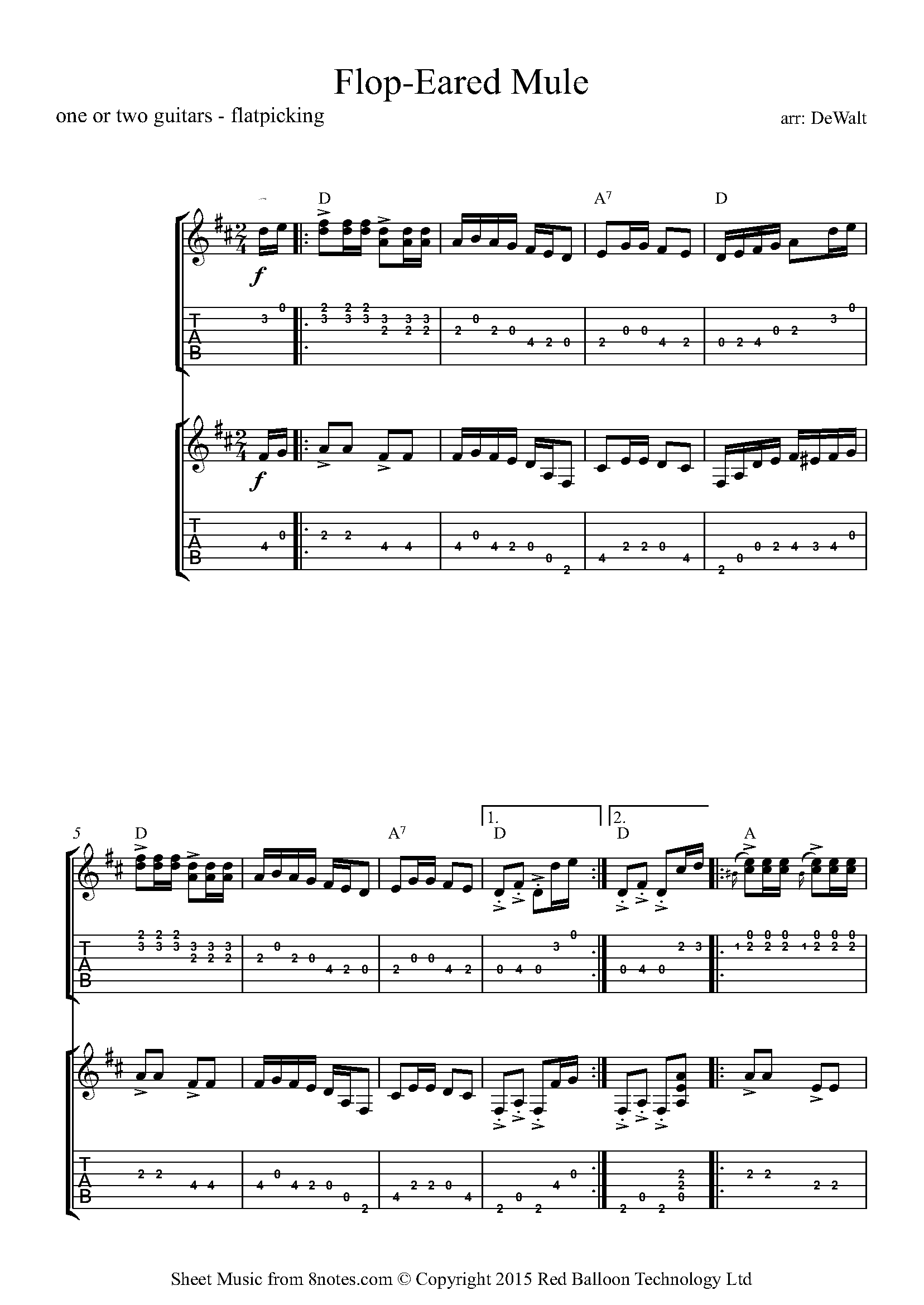 Flop-Eared Mule Sheet music for Guitar Duet - 8notes.com