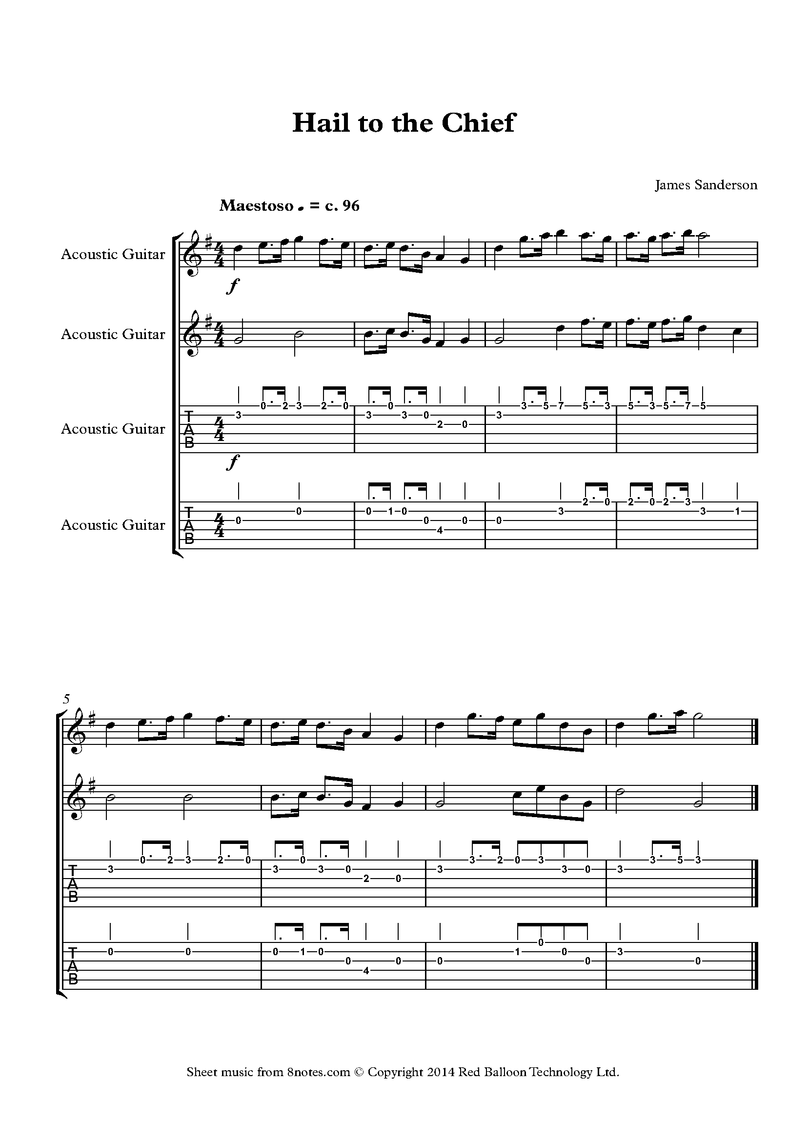 Sanderson - Hail to the Chief Sheet music for Guitar Duet - 8notes.com