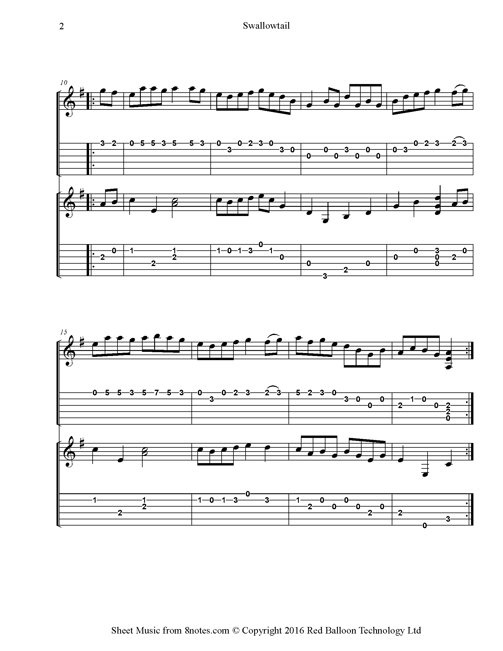 Swallowtail Sheet music for Guitar Duet - 8notes.com