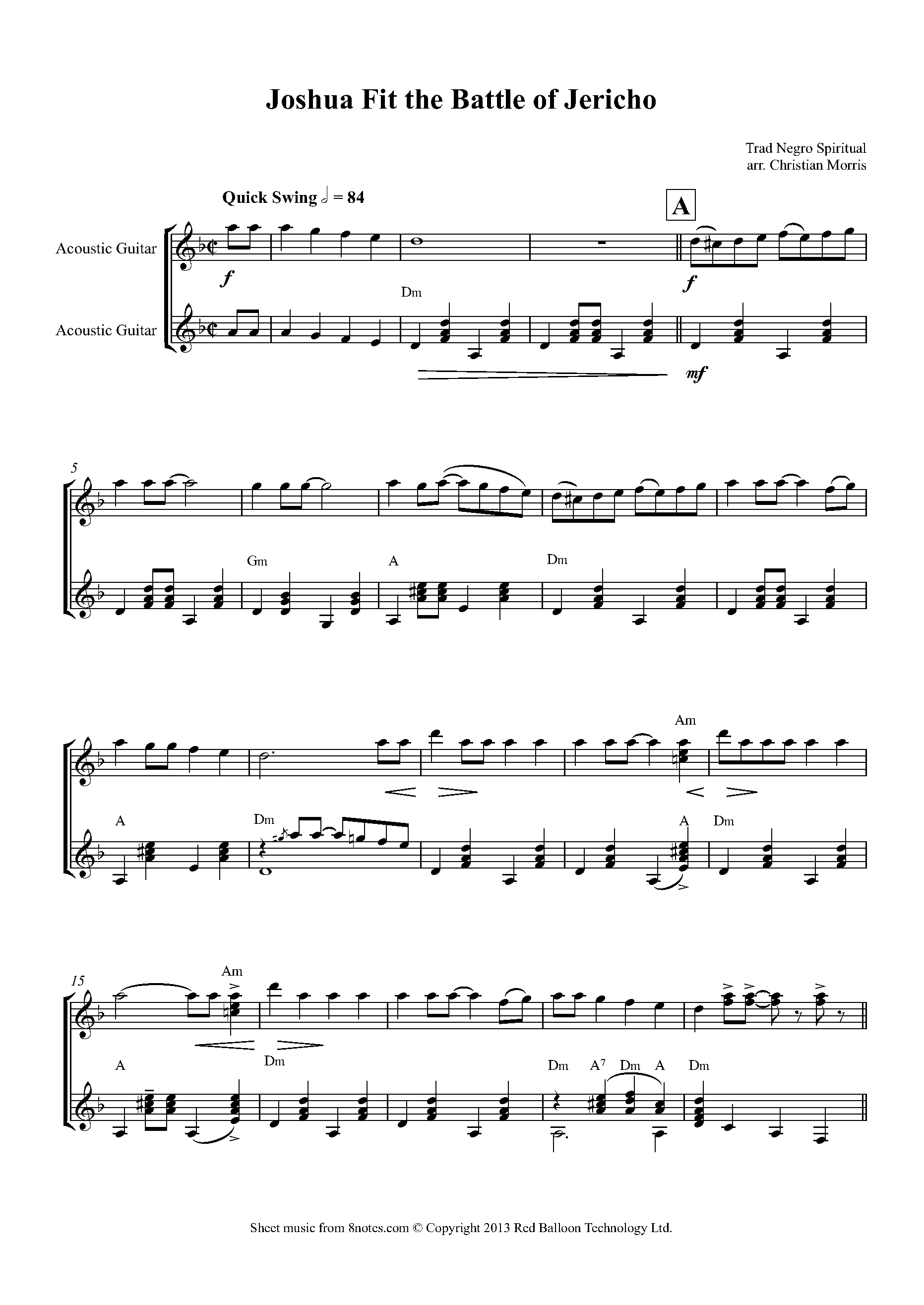 Joshua Fit the Battle of Jericho Sheet music for Guitar Duet - 8notes.com