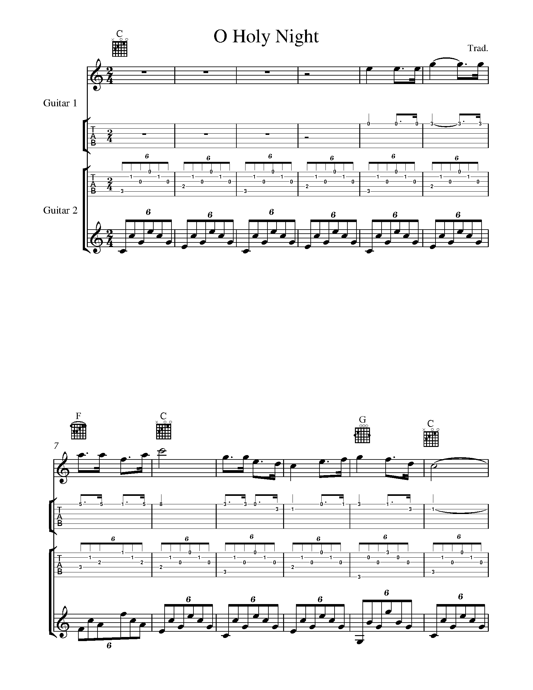 O Holy Night Sheet music for Guitar Ensemble - 8notes.com