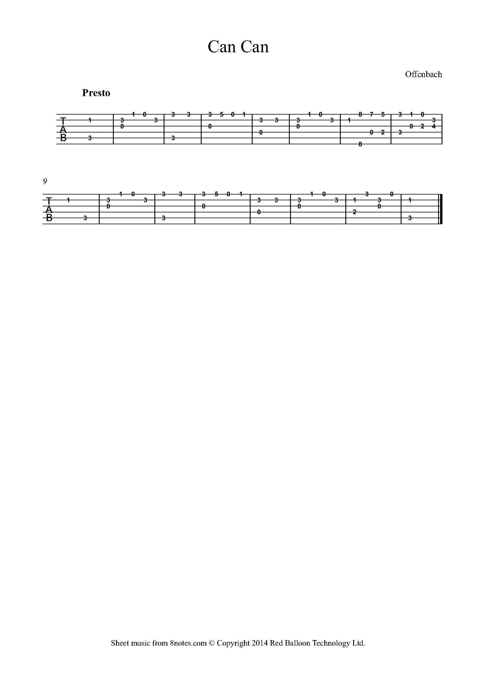 Offenbach - Can Can Guitar Tab - 8notes.com
