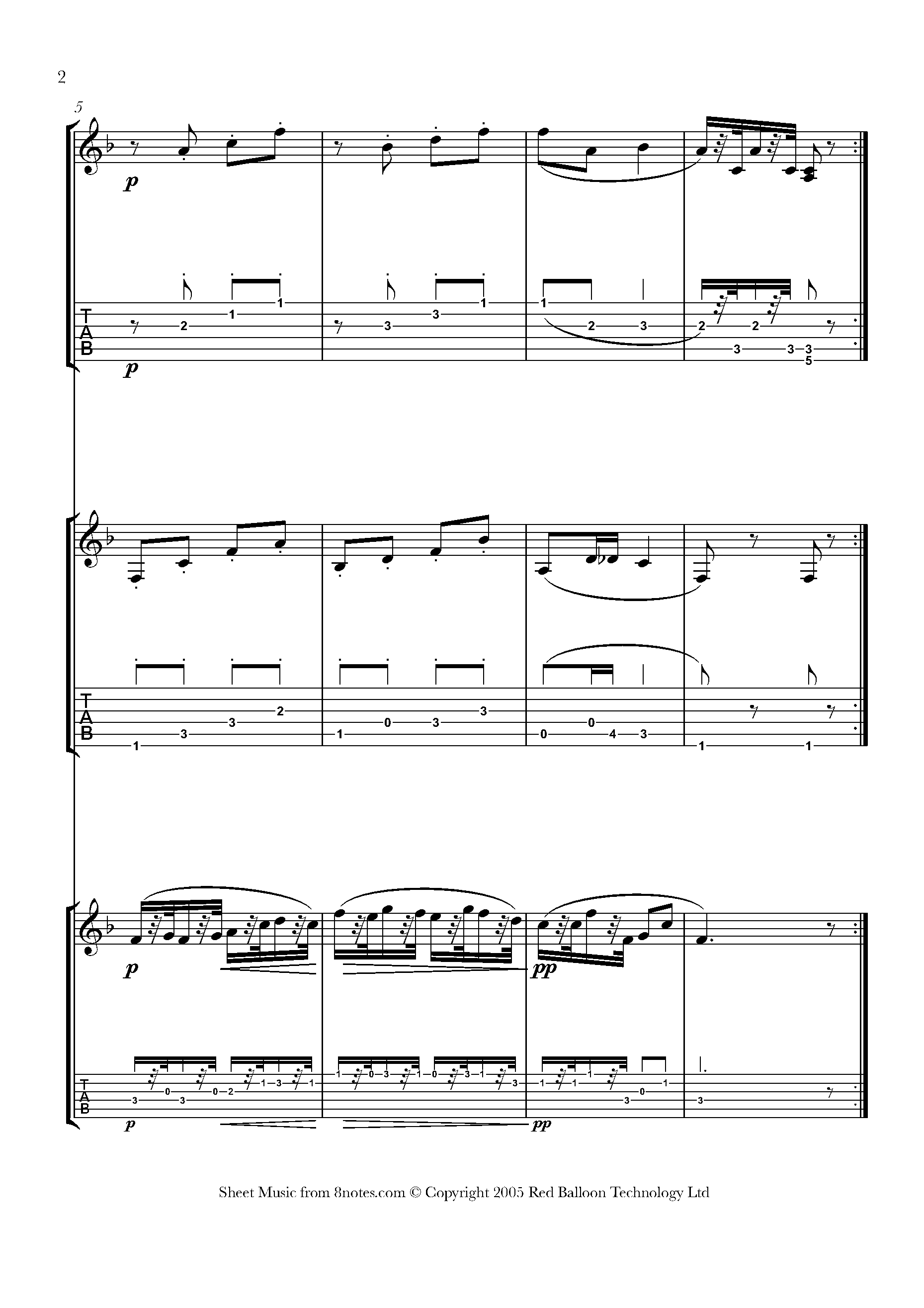 Dvořák - Humoresque Sheet music for Guitar Trio - 8notes.com