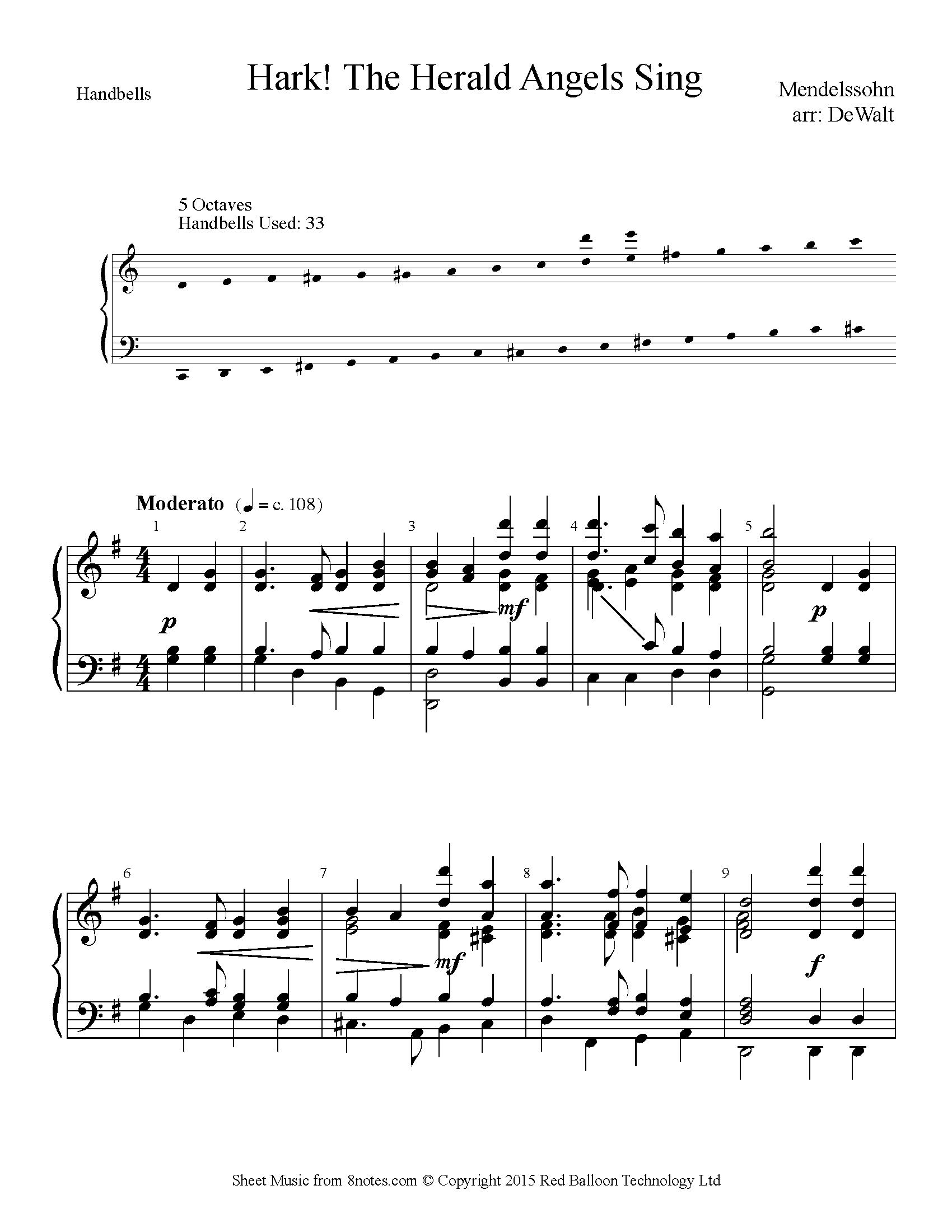 Mendelssohn - Hark the Herald Angels Sing Sheet music for Handbells ...