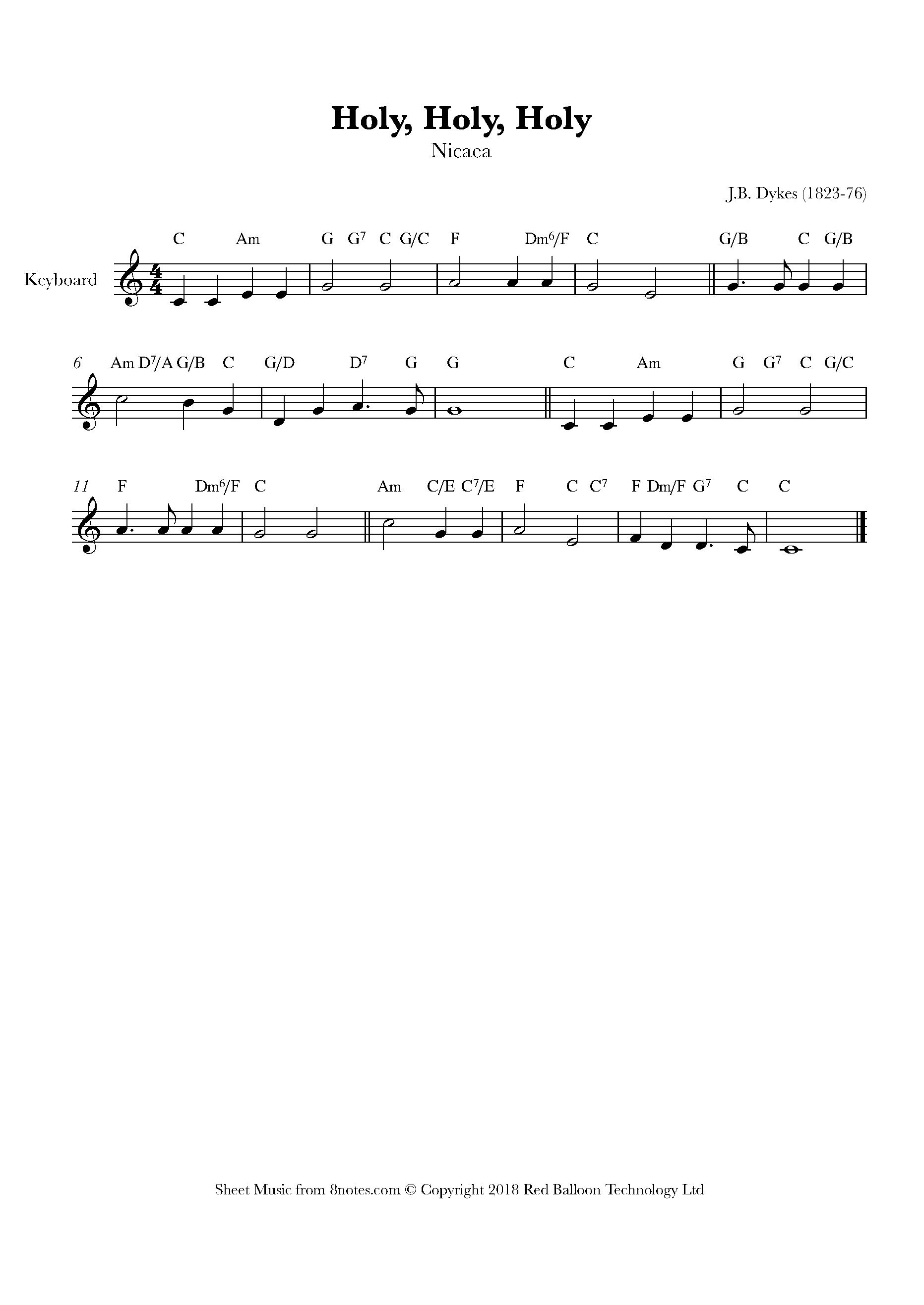 Dykes - Holy, Holy, Holy (Nicaea) Sheet music for Keyboard - 8notes.com