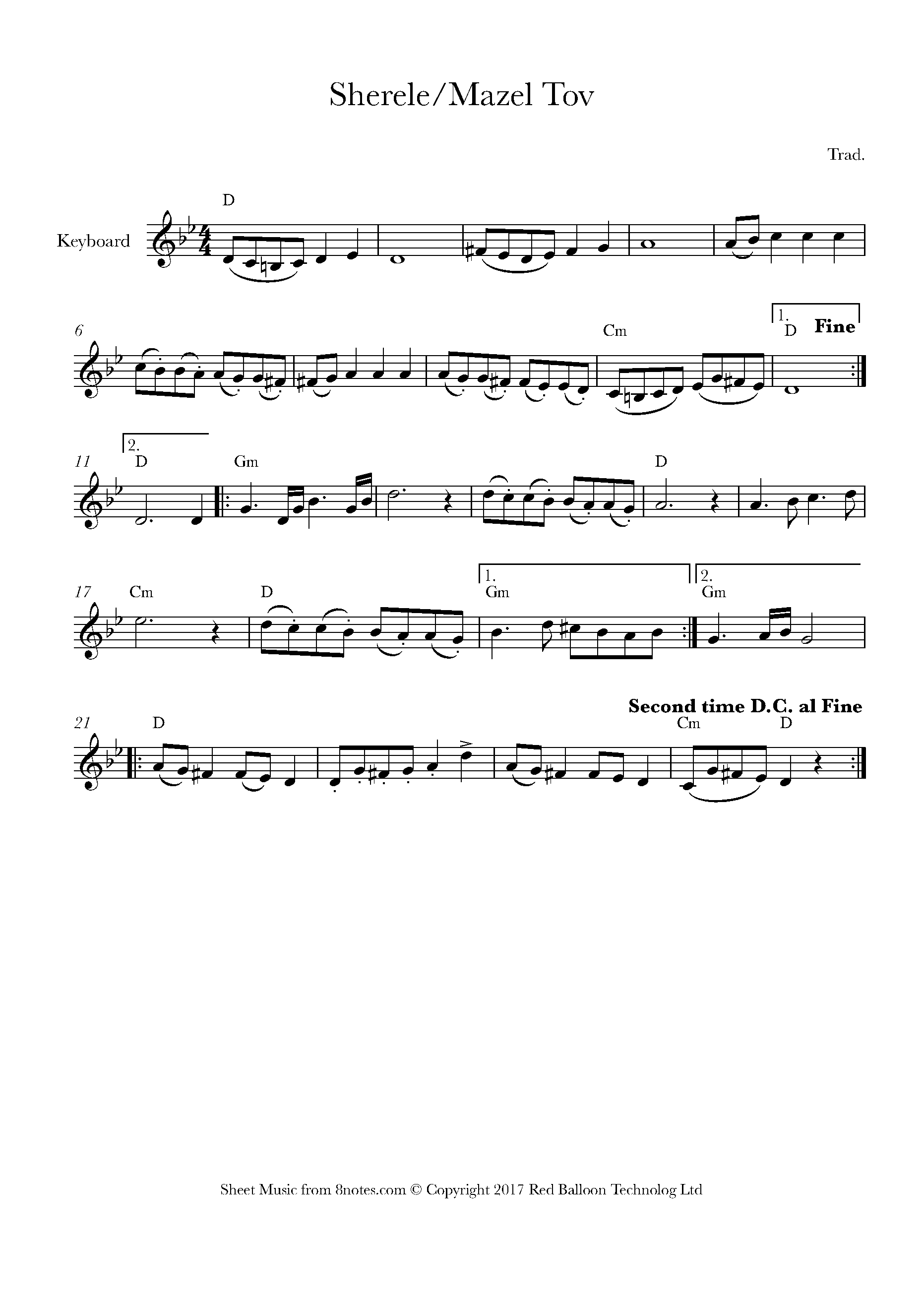 Sherele Mazel Tov Sheet music for Keyboard - 8notes.com