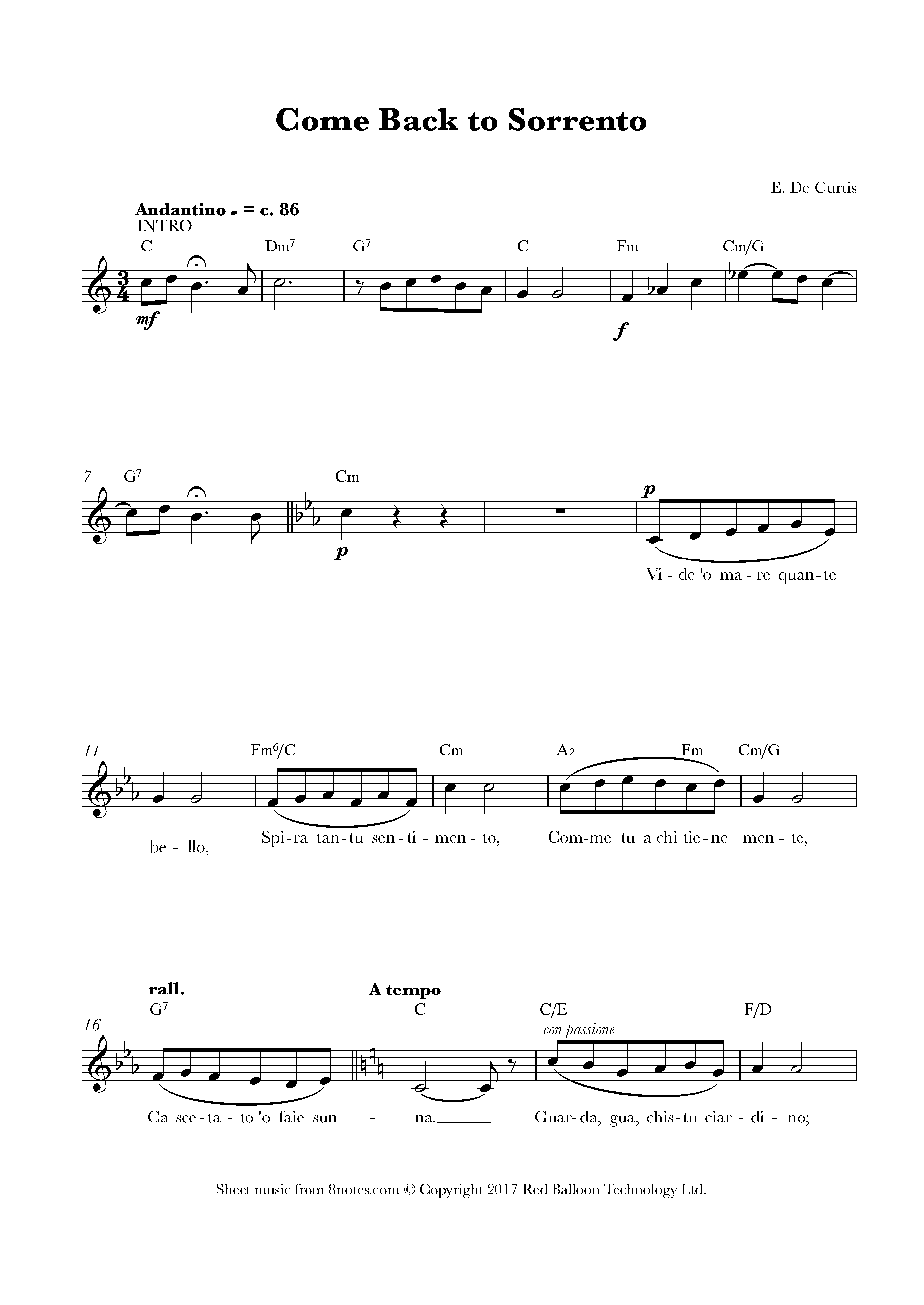 Ernesto De Curtis - Come Back to Sorrento (Torna a Surriento) ( a.k.a ...