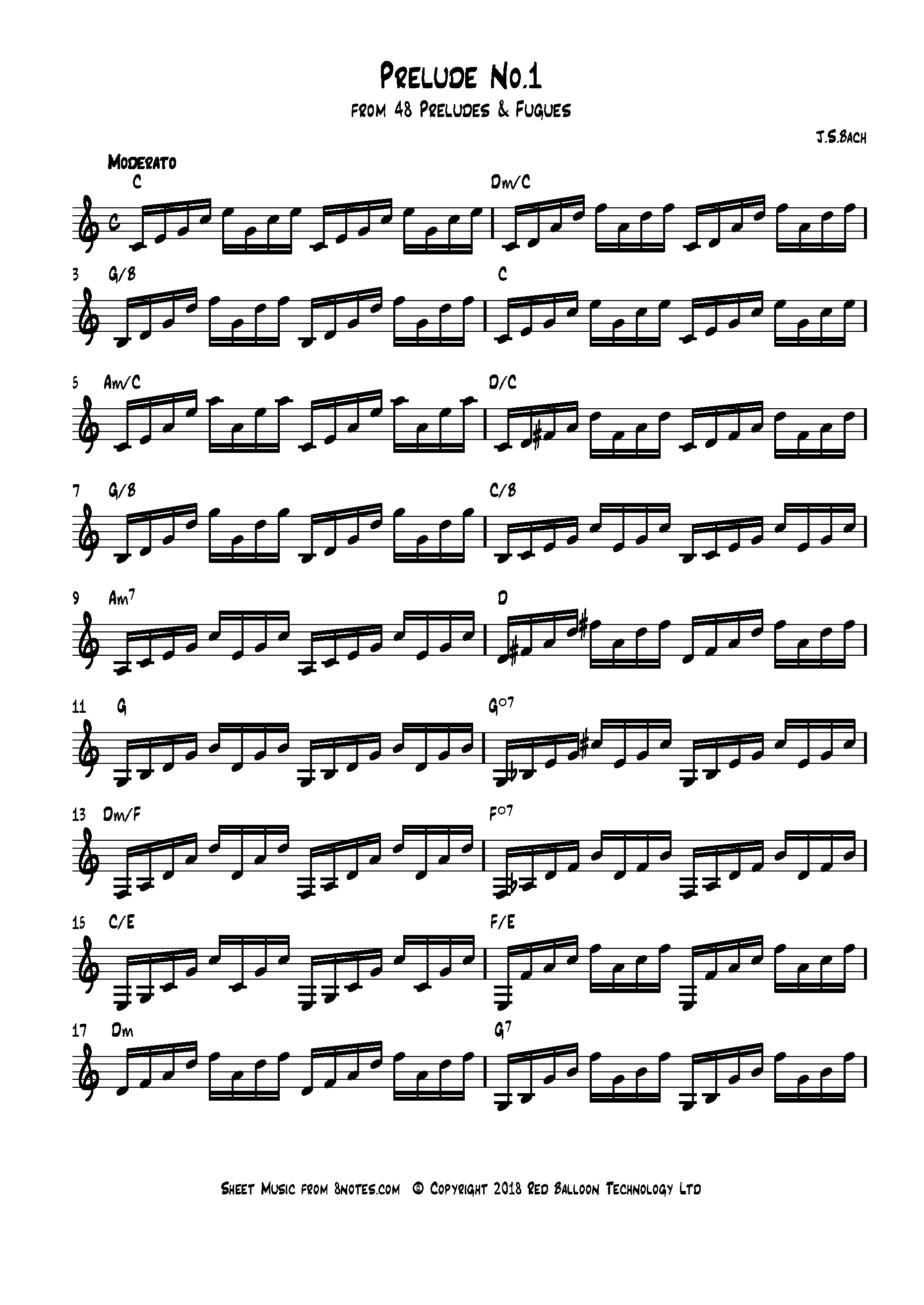 Bach - Prelude no.1 in C Sheet music for Lead Sheets - 8notes.com