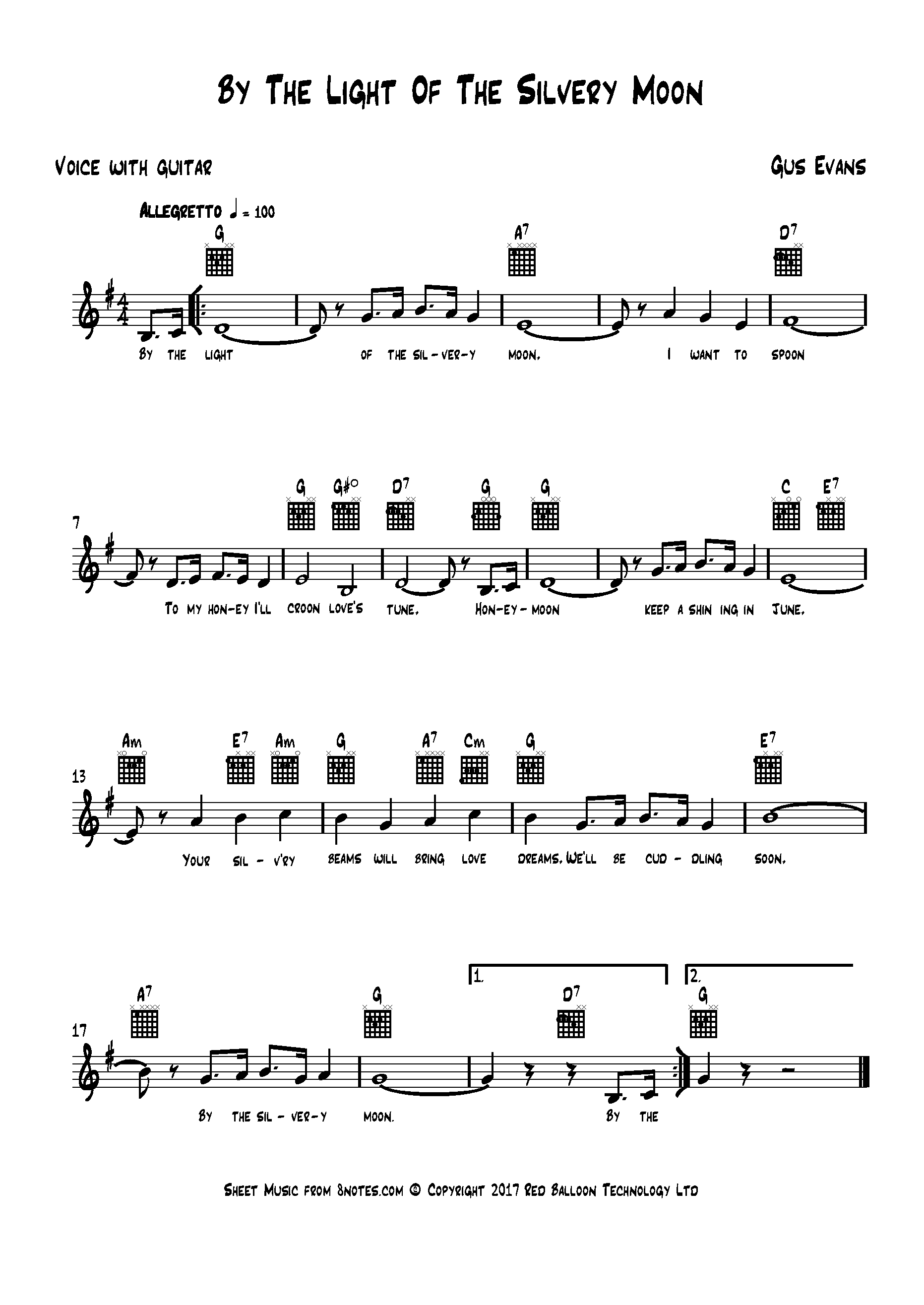 Gus Edwards - By the Light of the Silvery Moon Sheet music for Lead ...